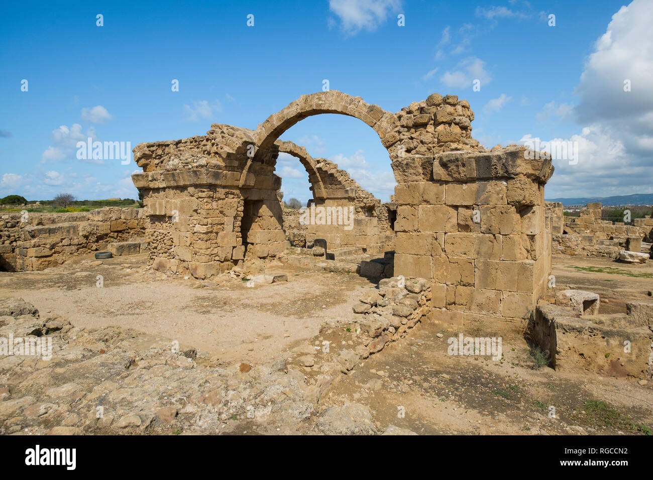 Arch ruin at Paphos Archeological Park in Cyprus Stock Photo - Alamy
