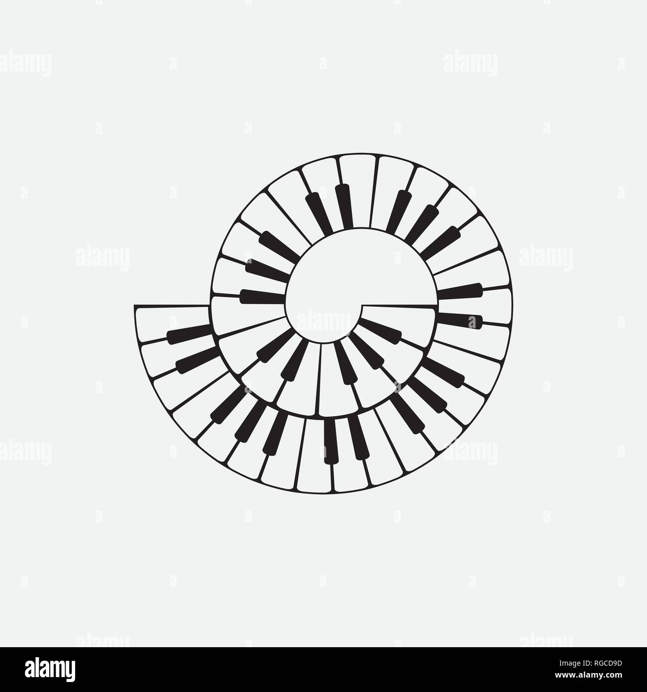 spiral piano keyboard vector illustration design Stock Vector Image ...