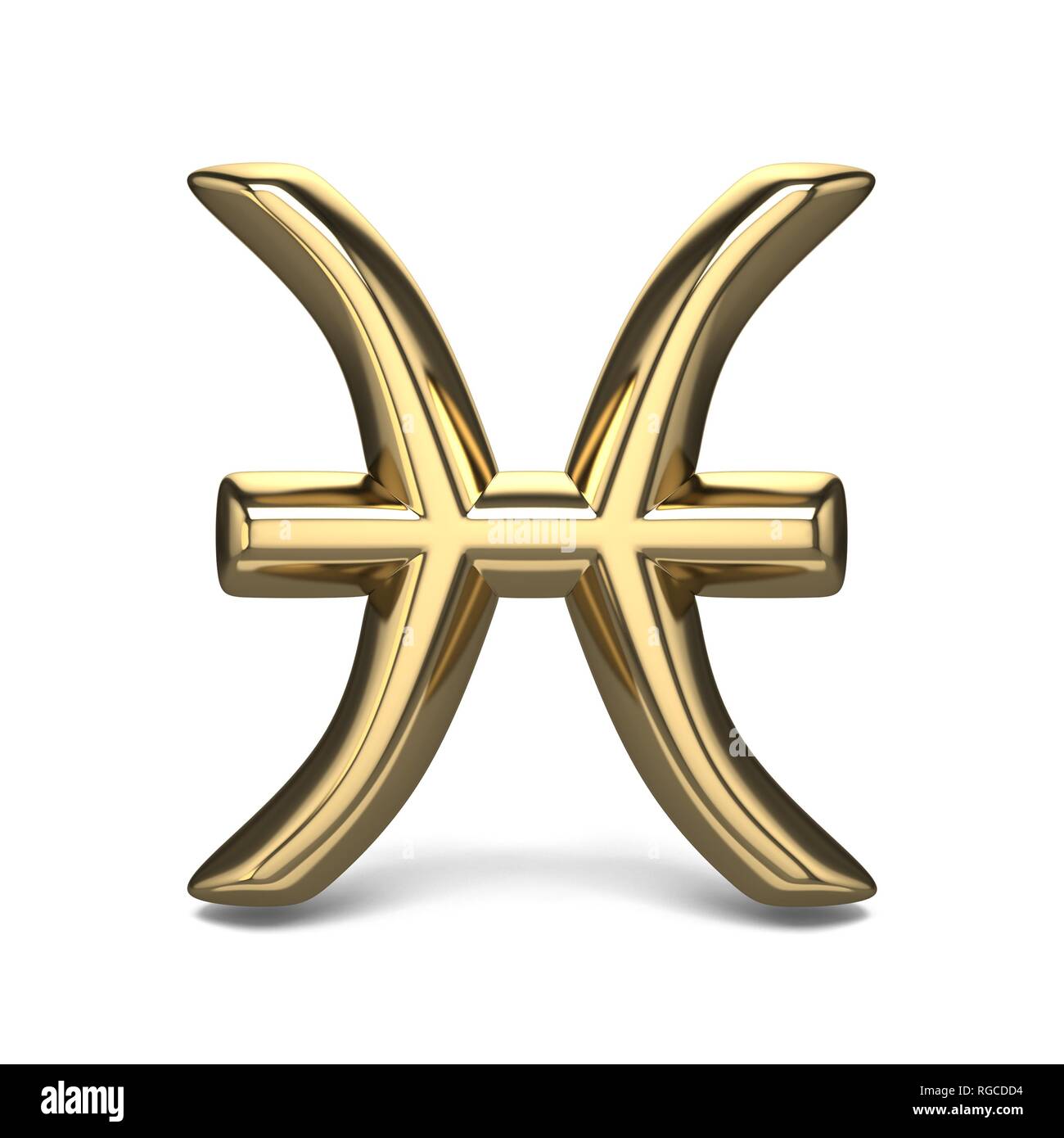Golden zodiac sign PISCES 3D rendering illustration isolated on white ...