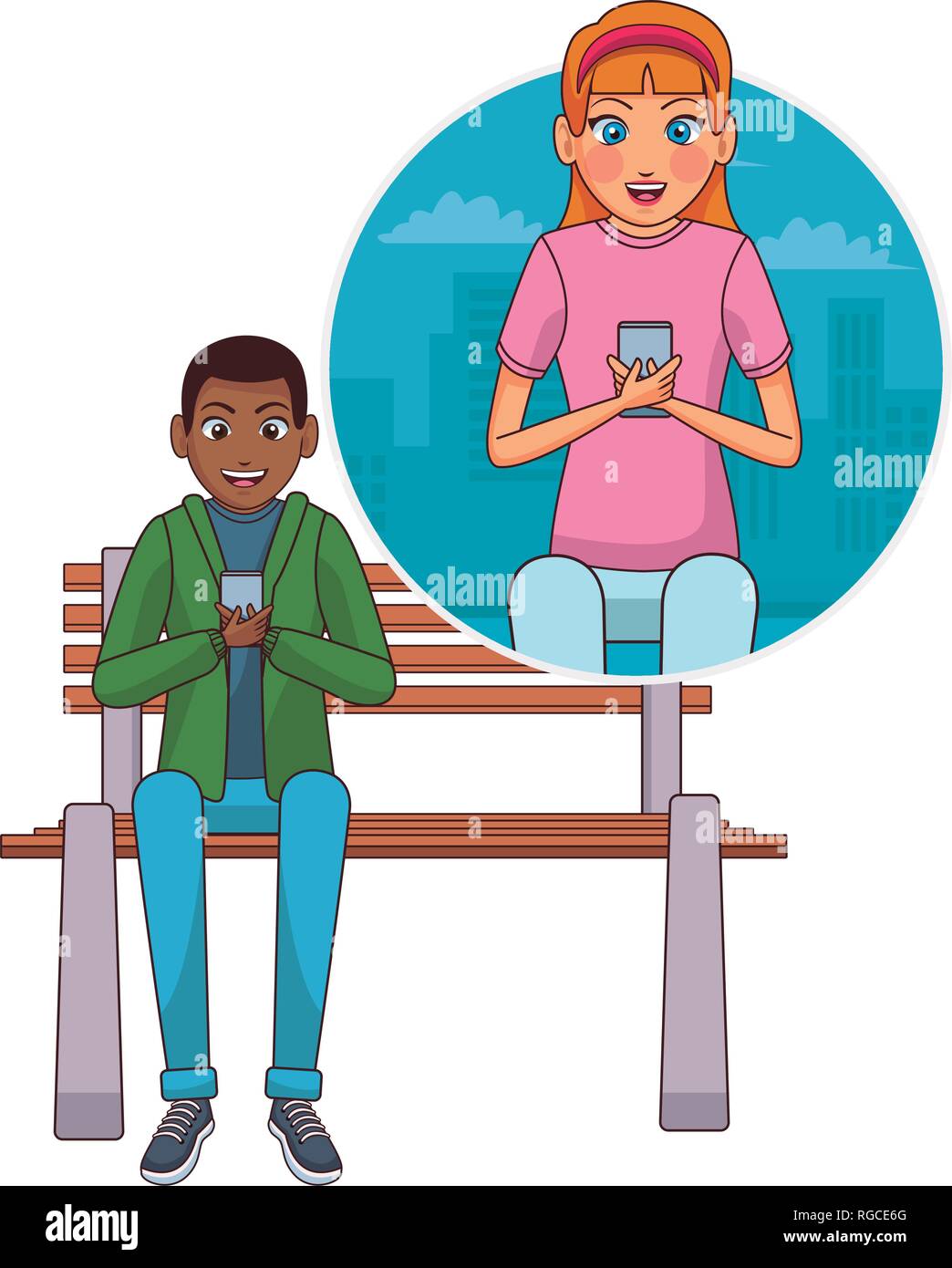Happy to chat bench Stock Vector Images - Alamy