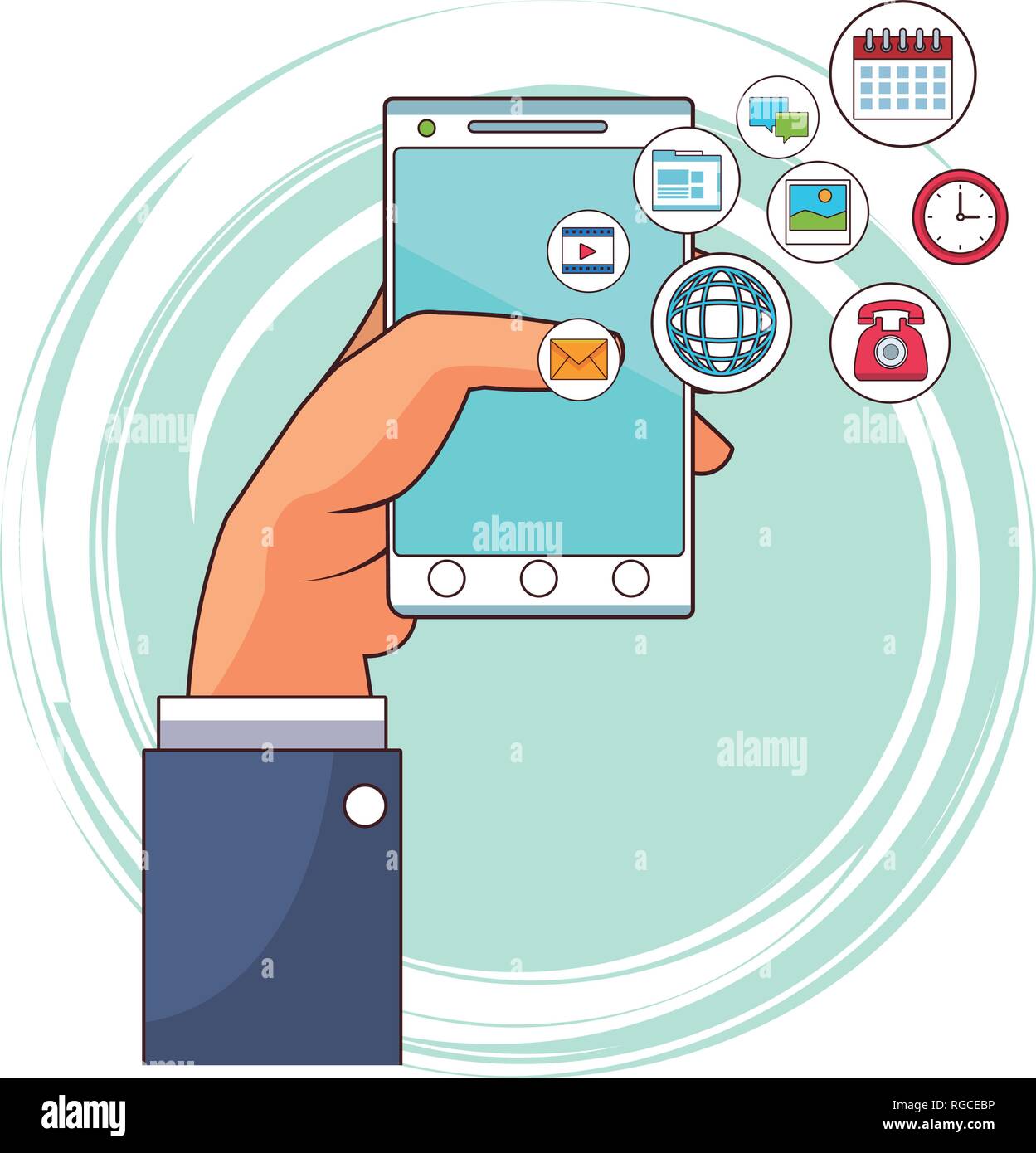 technology smartphone cartoon Stock Vector Image & Art - Alamy