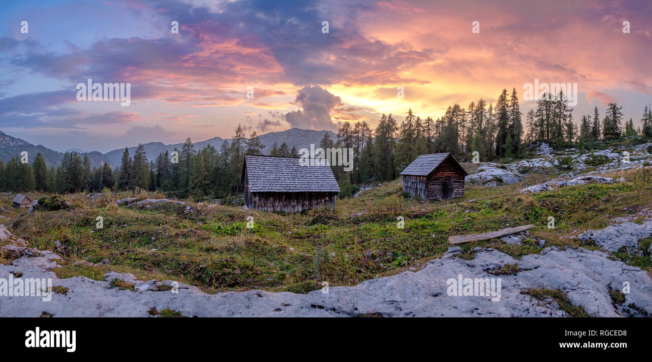 Austria, Ausseer Land, Wooden huts in the mountains Stock Photo - Alamy