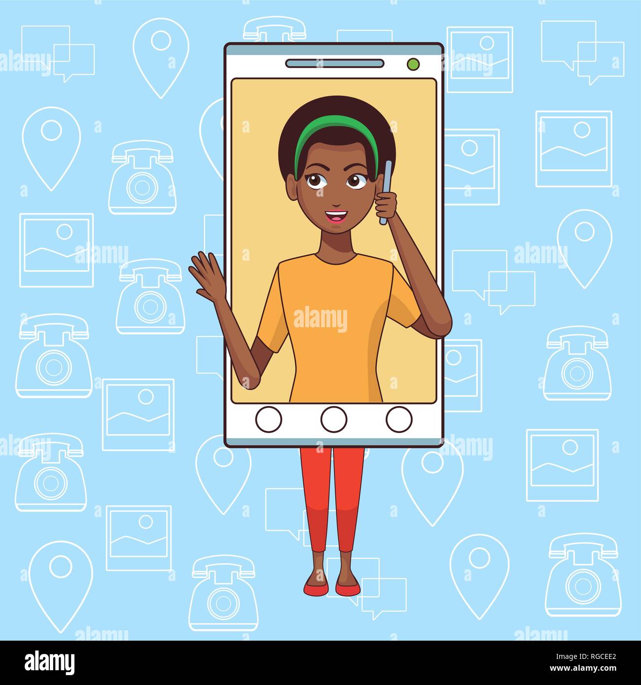 young woman calling cartoon Stock Vector Image & Art - Alamy