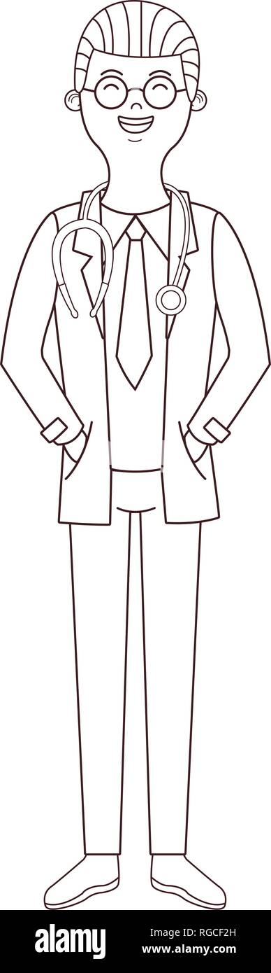 Happy black senior doctor Stock Vector Images - Alamy