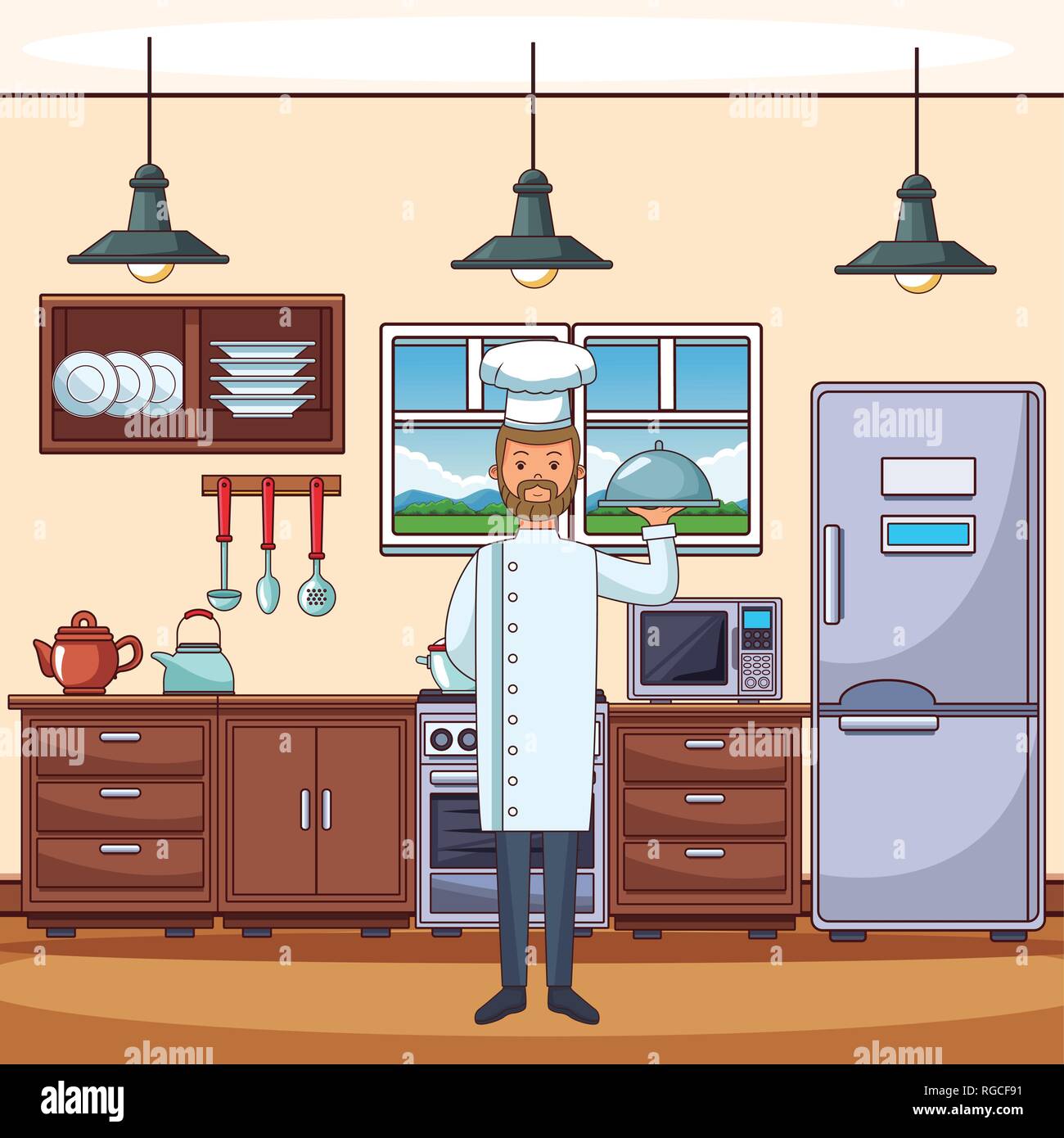 food chef cartoon Stock Vector Image & Art - Alamy