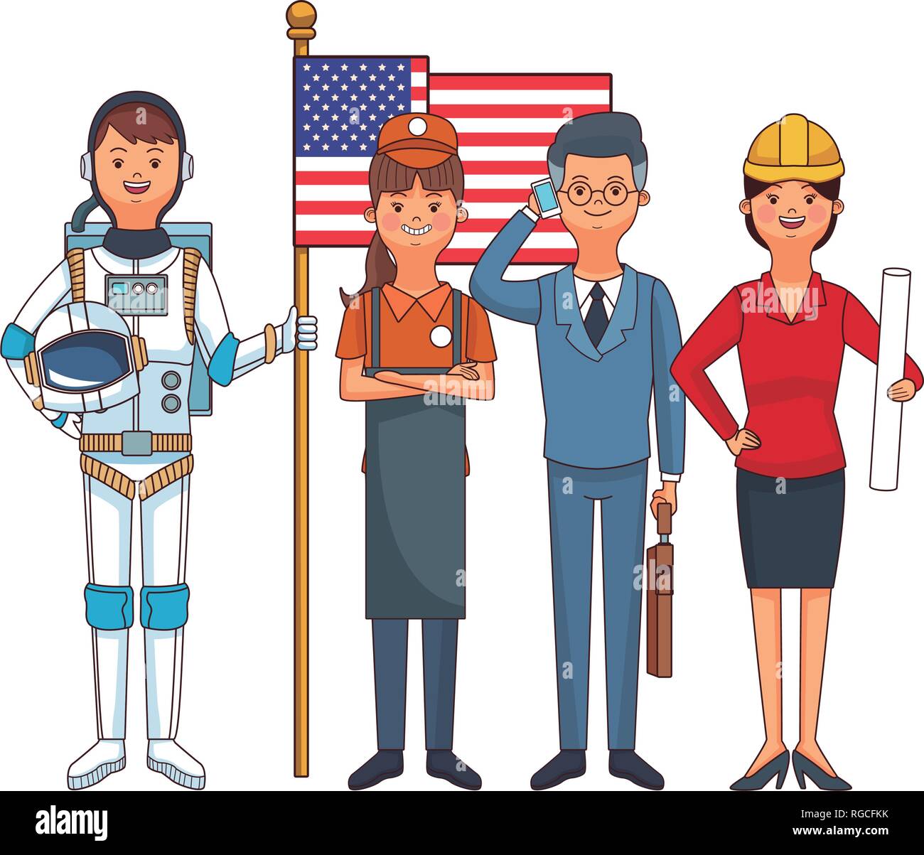 american labor day cartoon Stock Vector Image & Art - Alamy