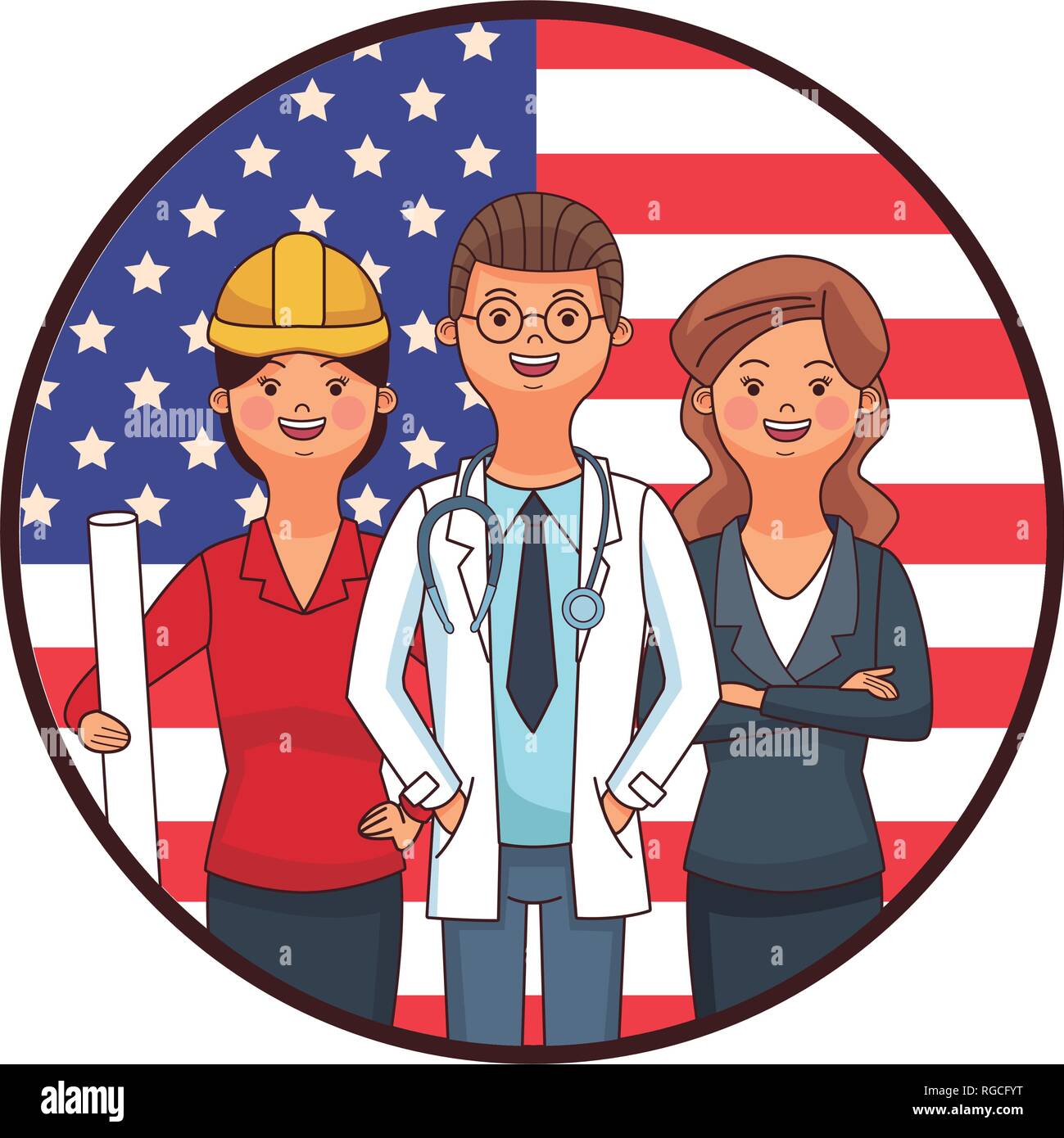 american labor day cartoon Stock Vector Image & Art - Alamy