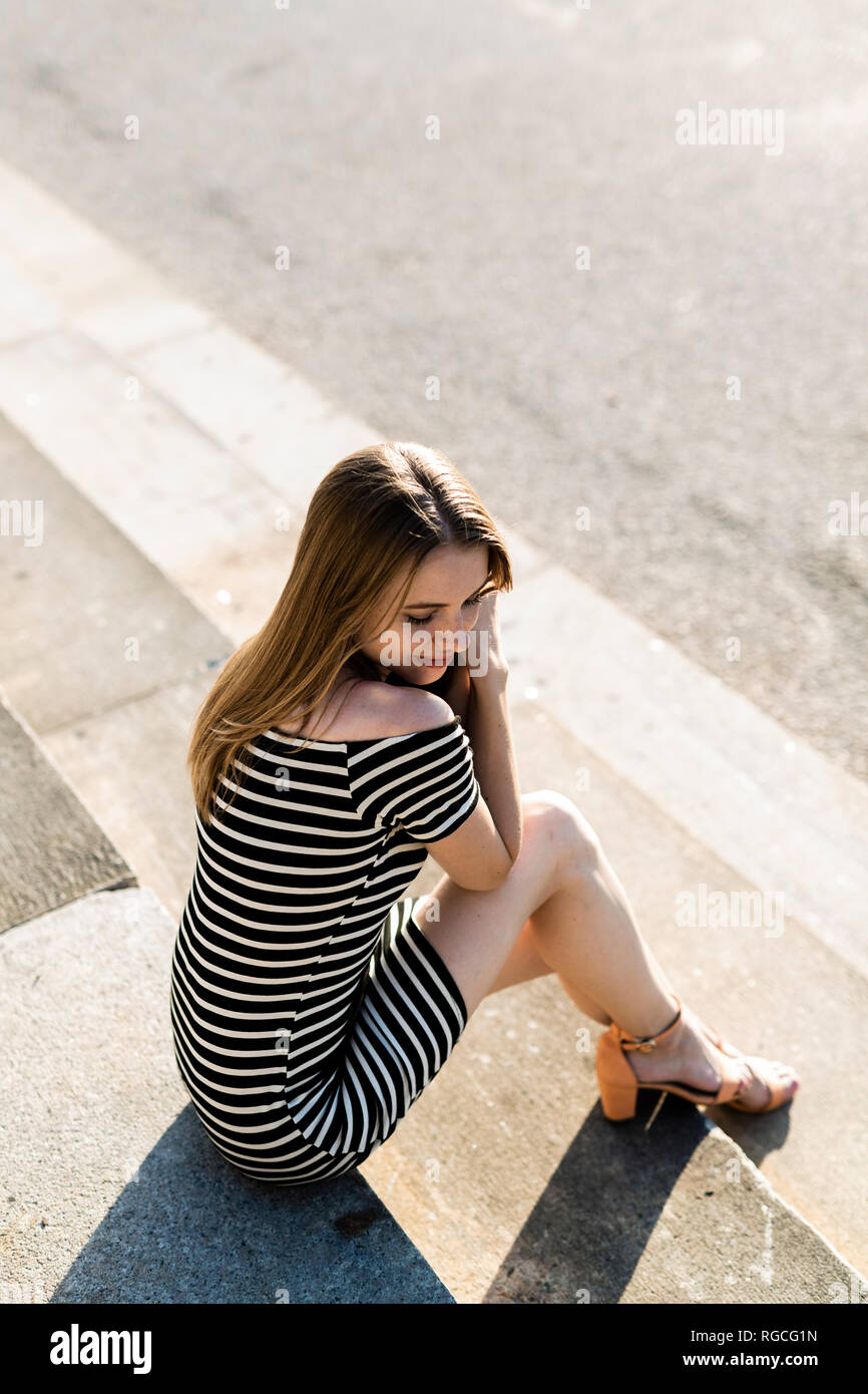 Stairs woman dress hi-res stock photography and images - Alamy