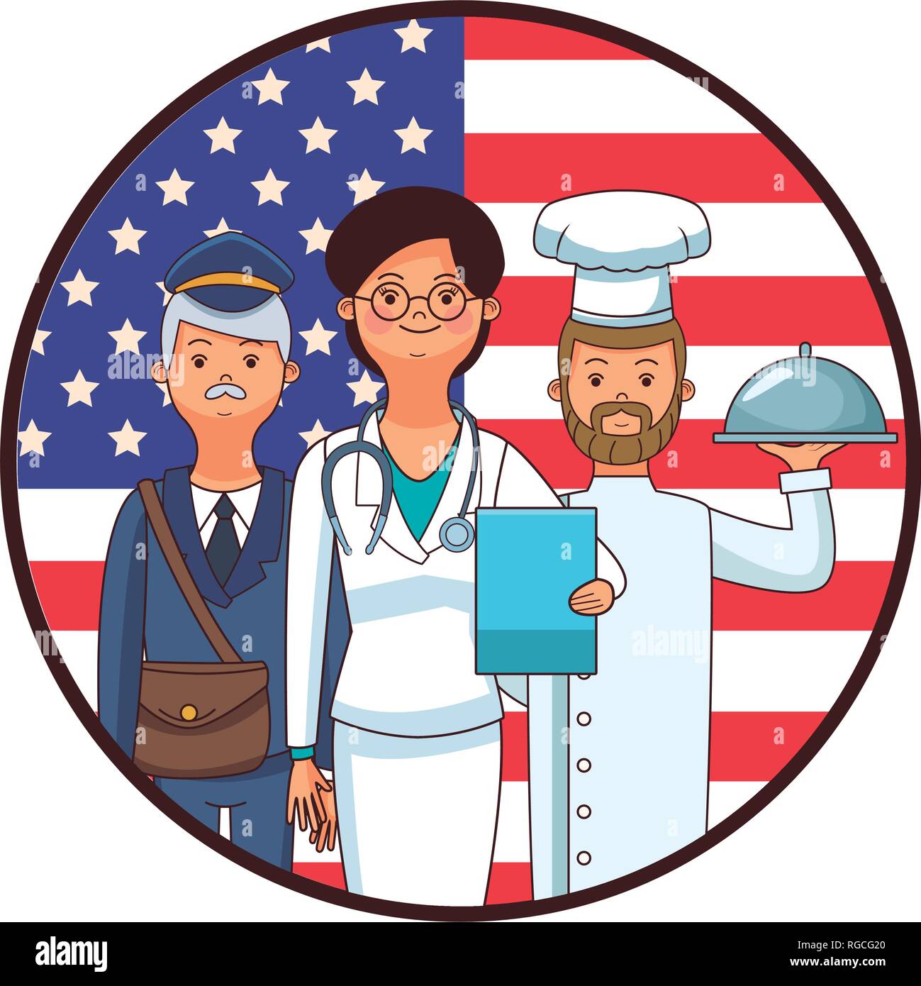 american labor day cartoon Stock Vector Image & Art - Alamy