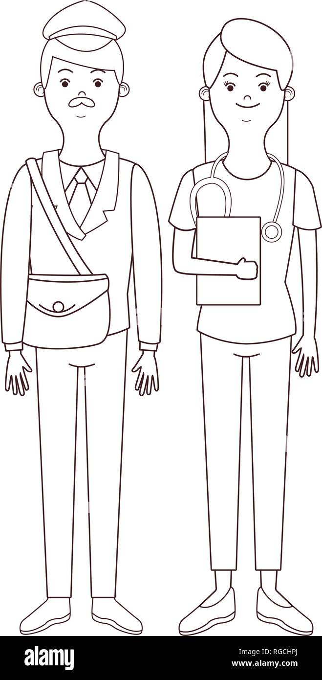 postman and nurse Stock Vector Image & Art - Alamy