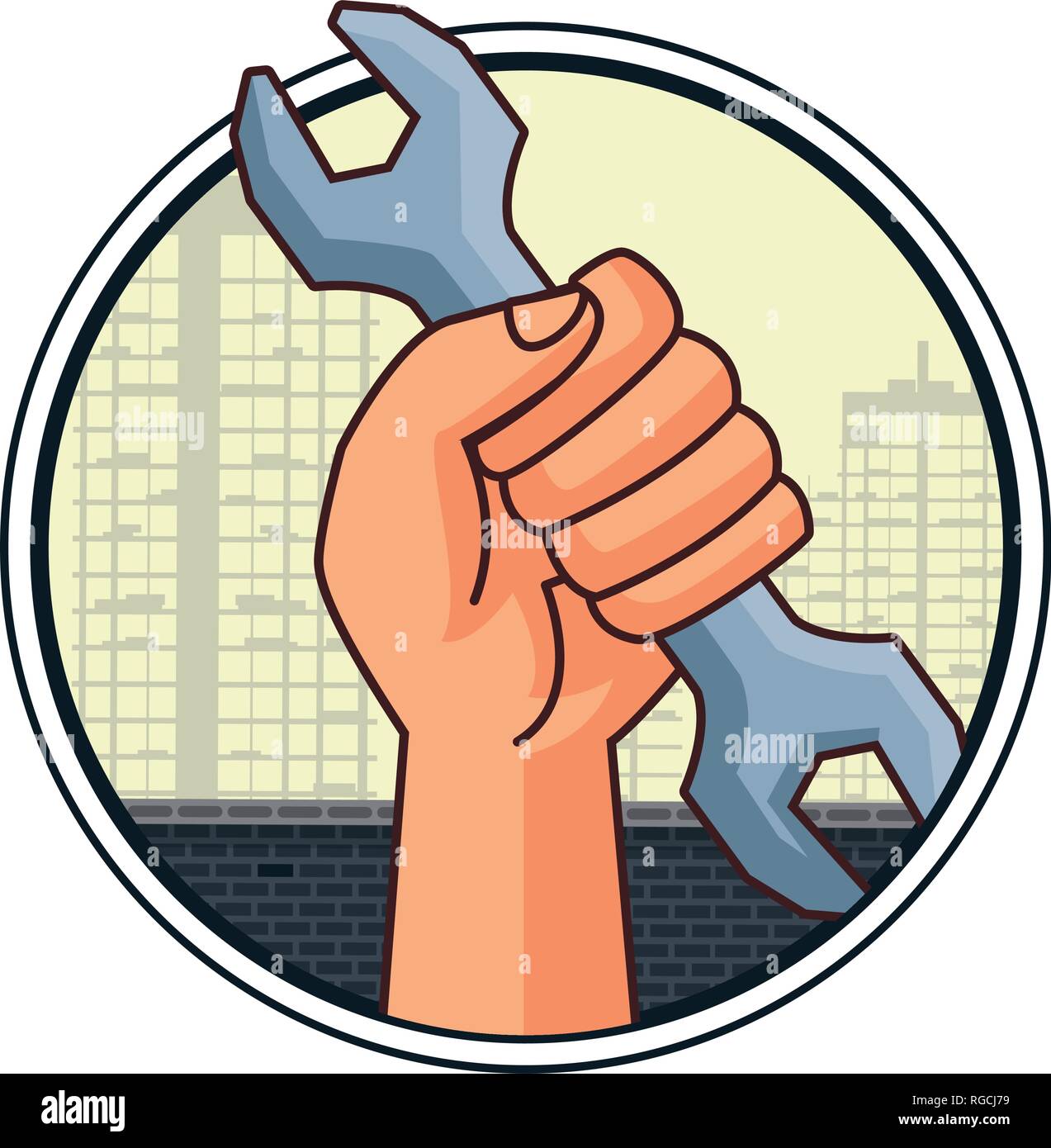 wrech tool hand holding Stock Vector Image & Art - Alamy