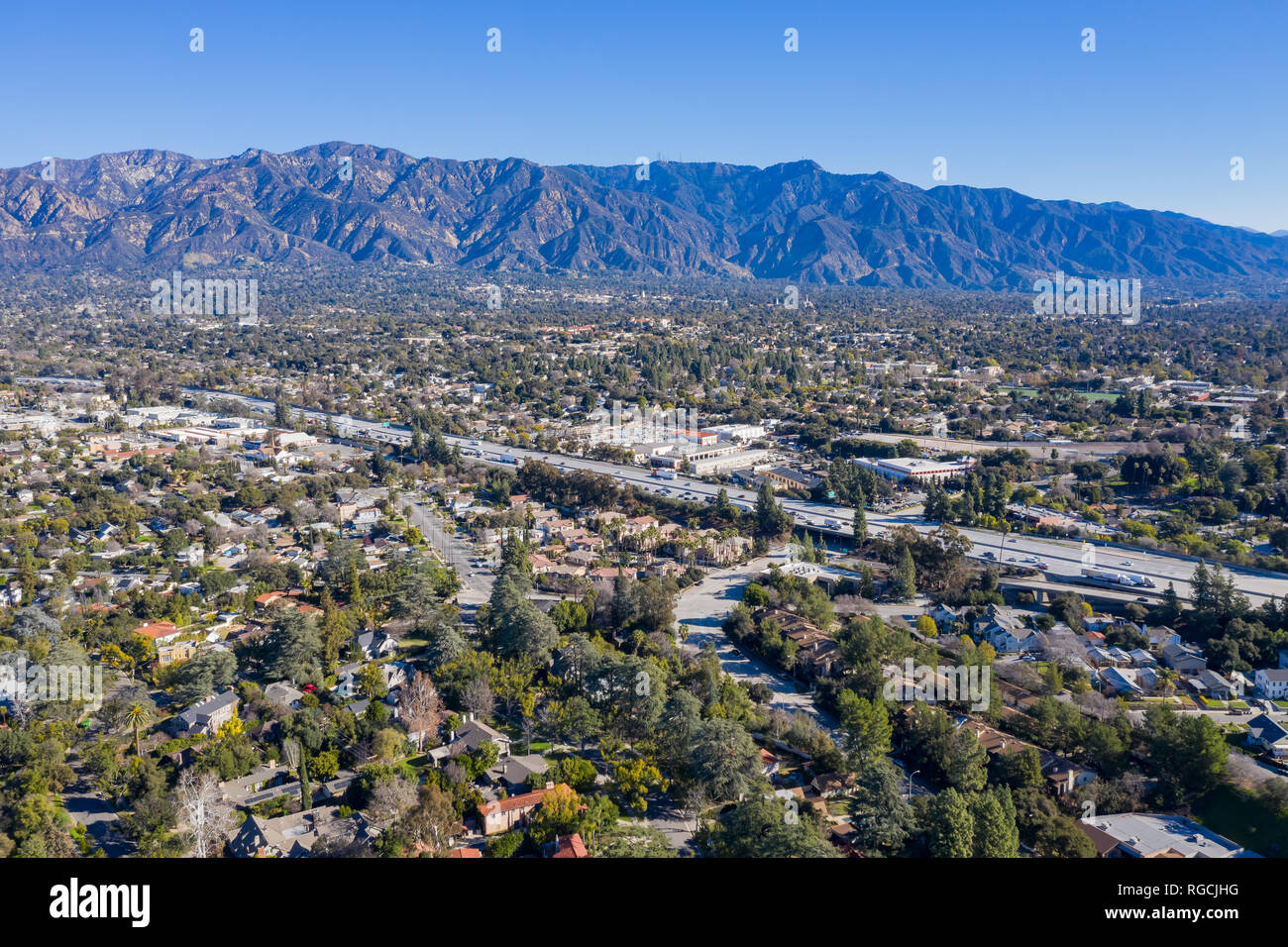 Aerial view near the famous rose bowl, Pasadena, California Stock Photo ...