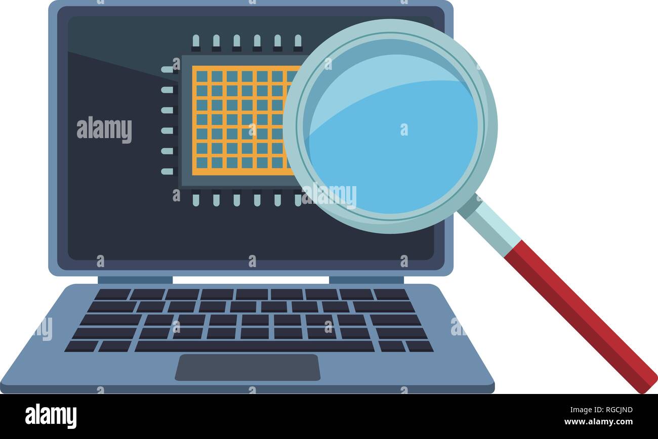 computer with magnifying glass Stock Vector Image & Art - Alamy