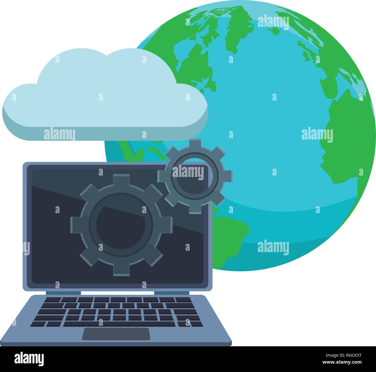 computer with gears Stock Vector Image & Art - Alamy