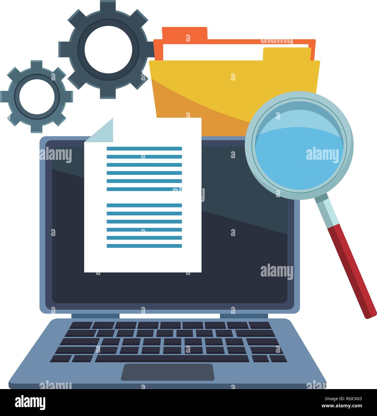 computer with magnifying glass Stock Vector Image & Art - Alamy
