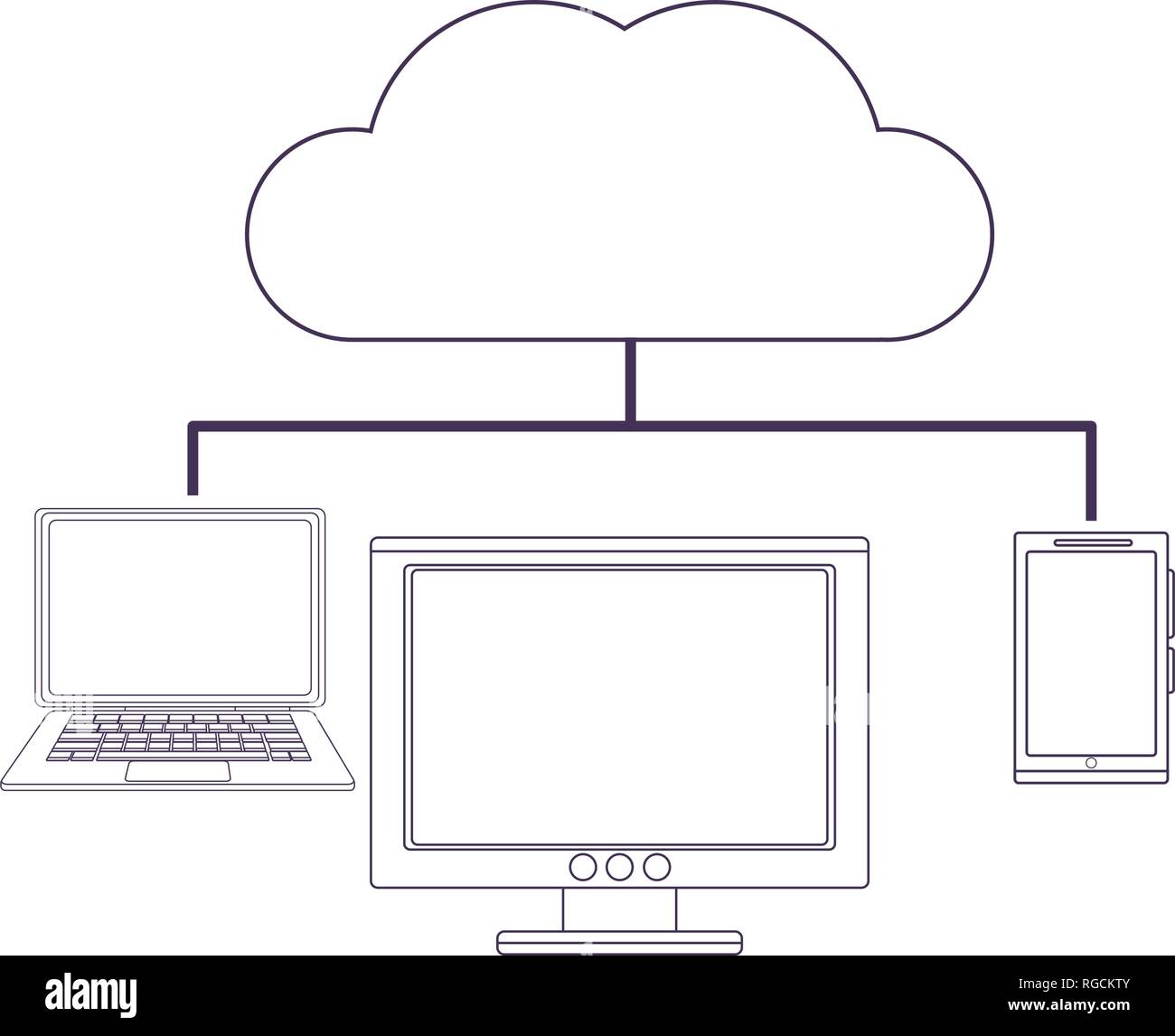 computer and cloud Stock Vector Image & Art - Alamy