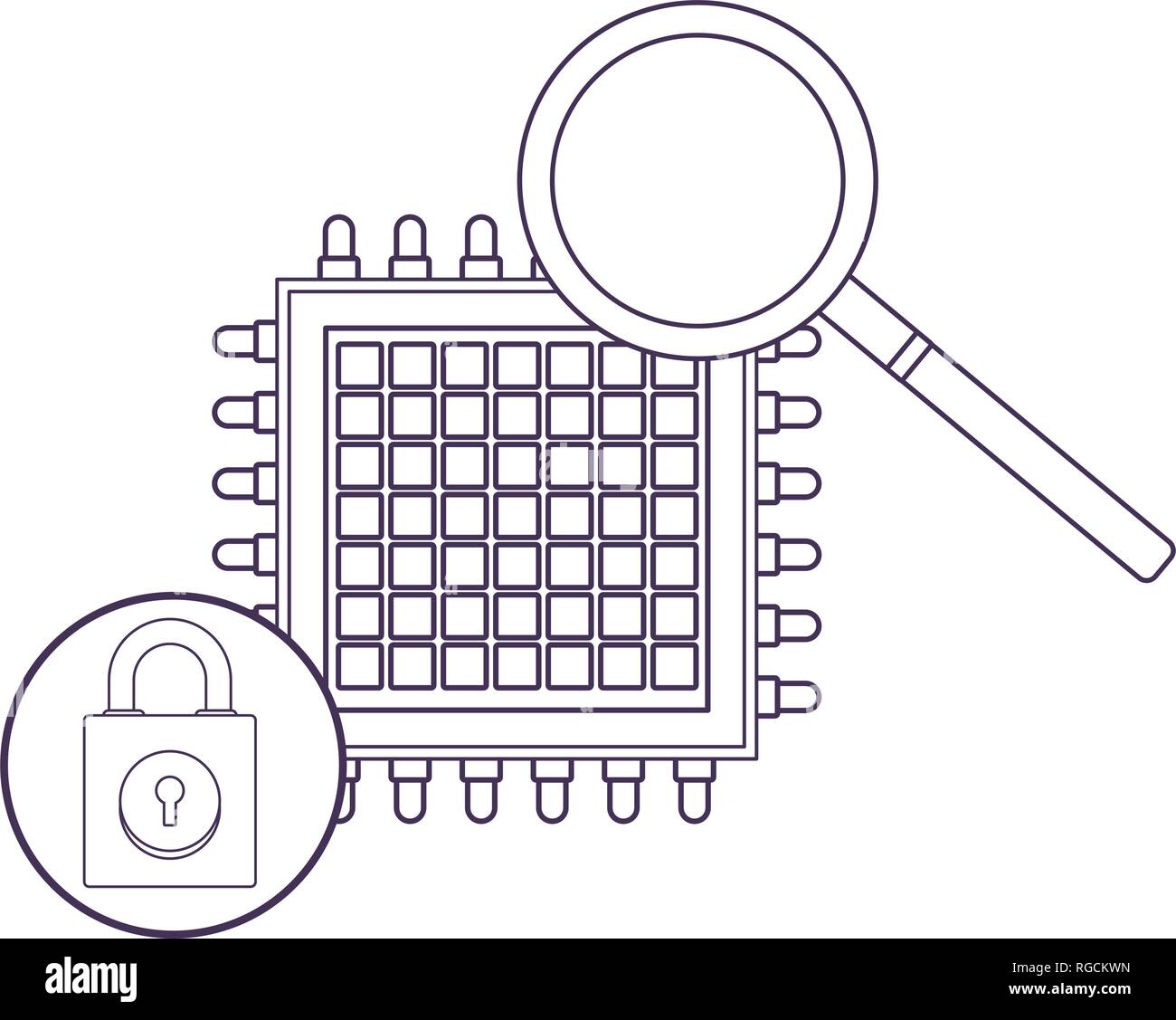 microchip with magnifying glass Stock Vector Image & Art - Alamy