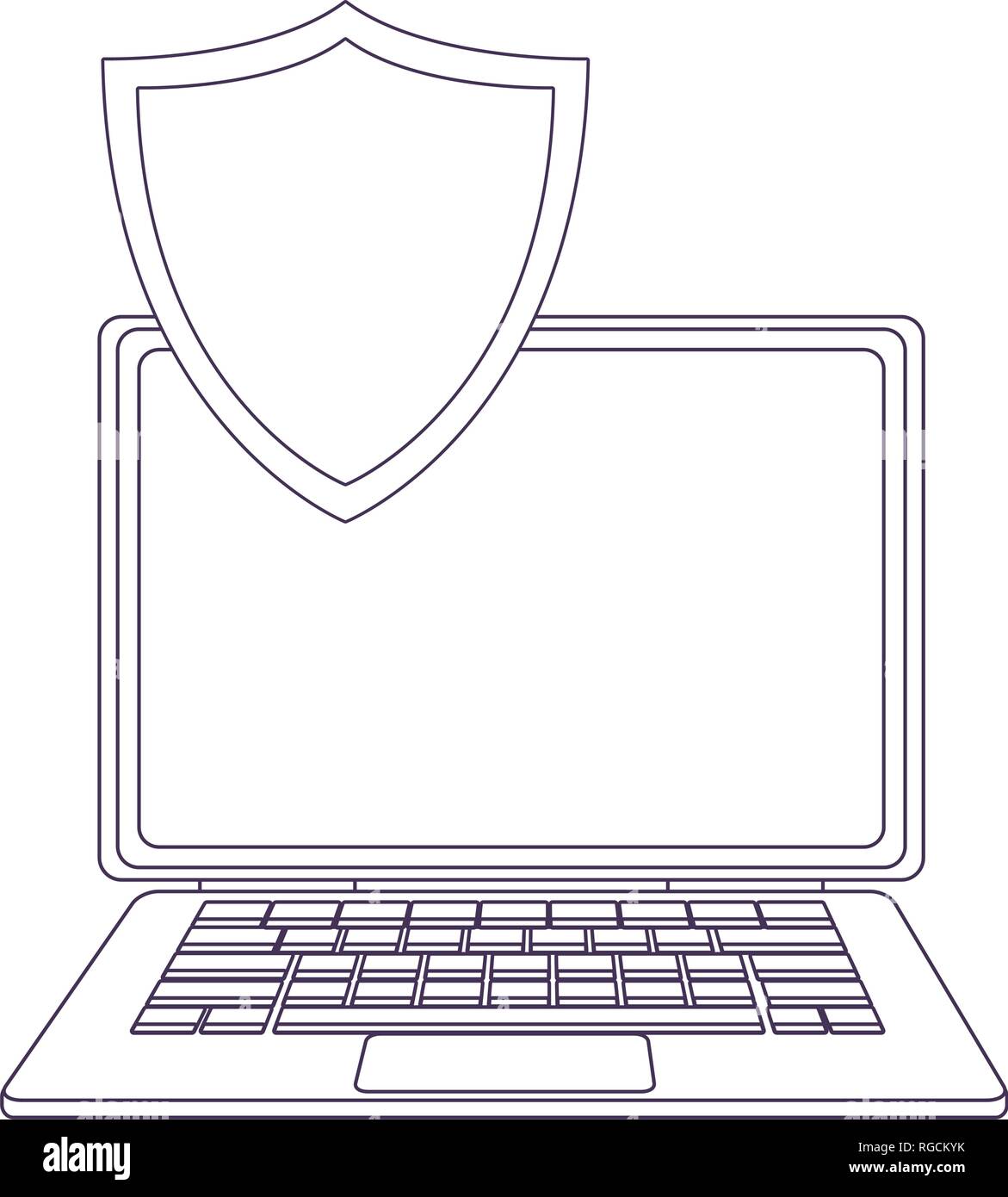computer with security symbol Stock Vector Image & Art - Alamy