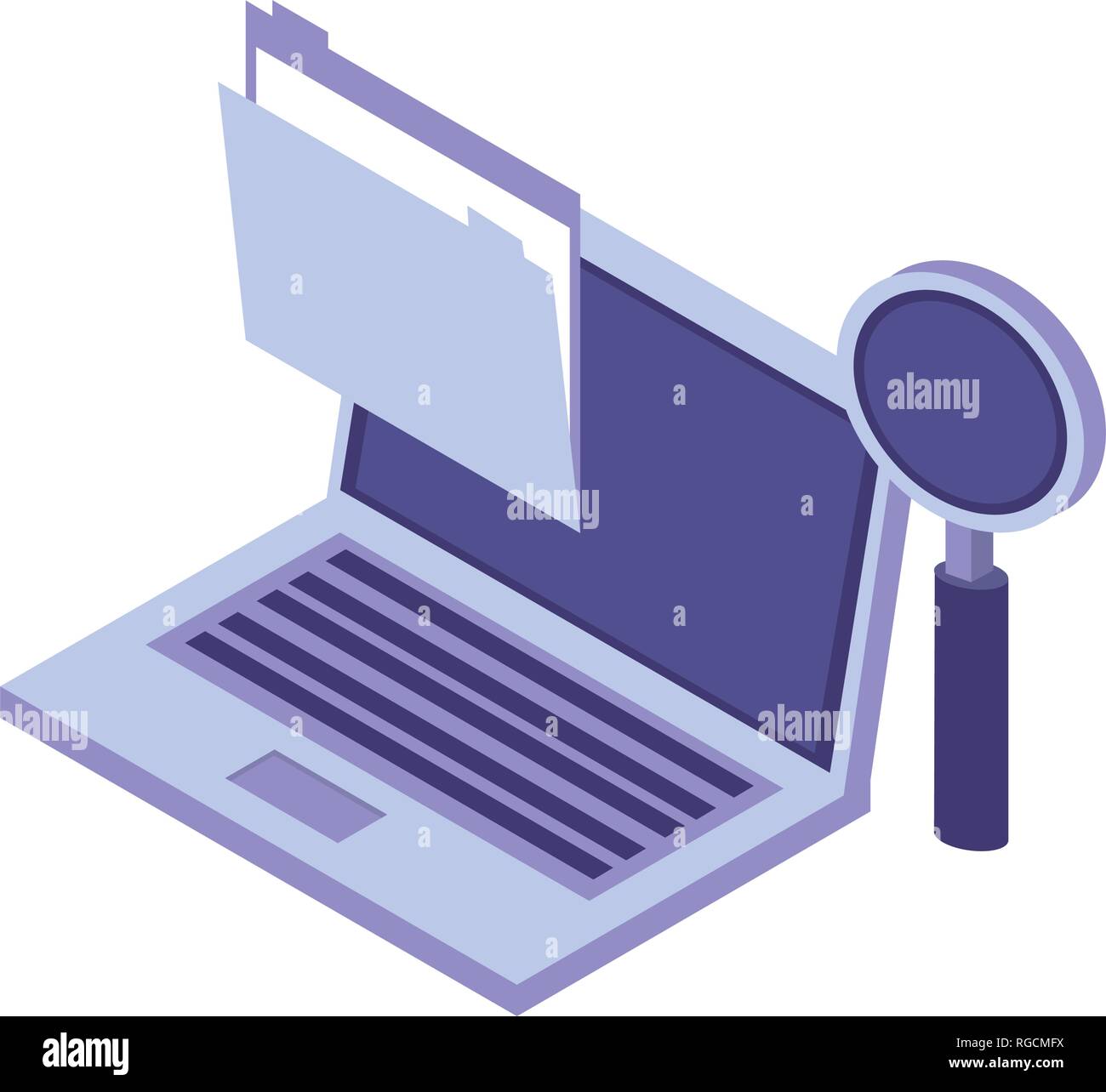 computer with magnifying glass Stock Vector Image & Art - Alamy