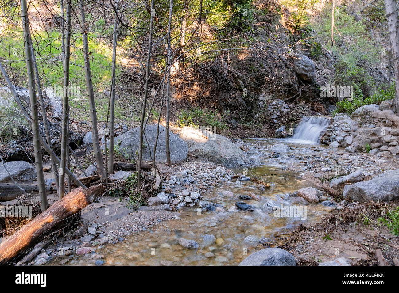 Hiking in the Millard Trail towards the Millard Falls at Los Angeles ...