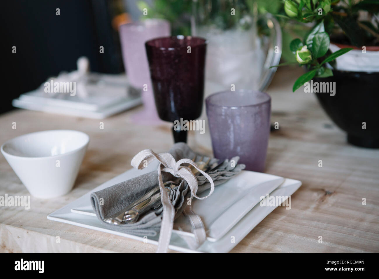 Place setting for a luxury brunch in Italy Stock Photo - Alamy