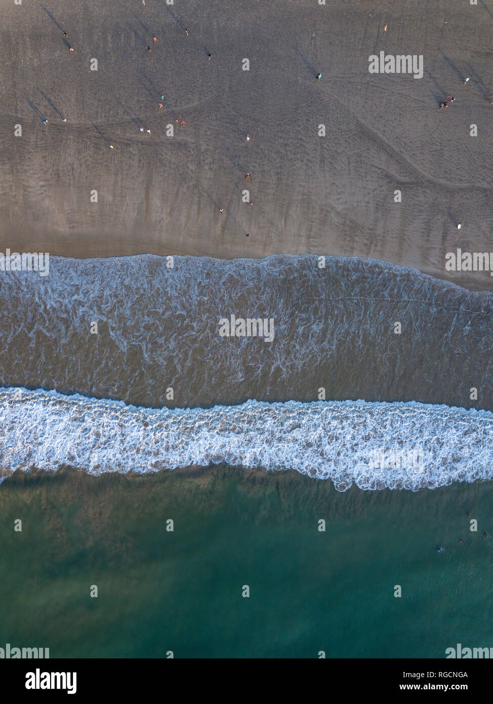 Indonesia, Bali, Aerial view of Jimbaran beach from above, people Stock ...