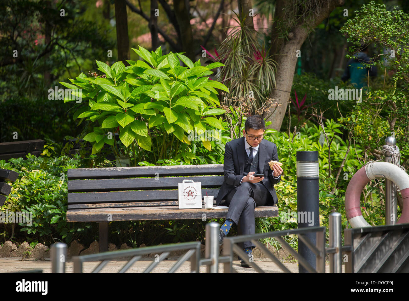 Man Sitting On Bench In Suit