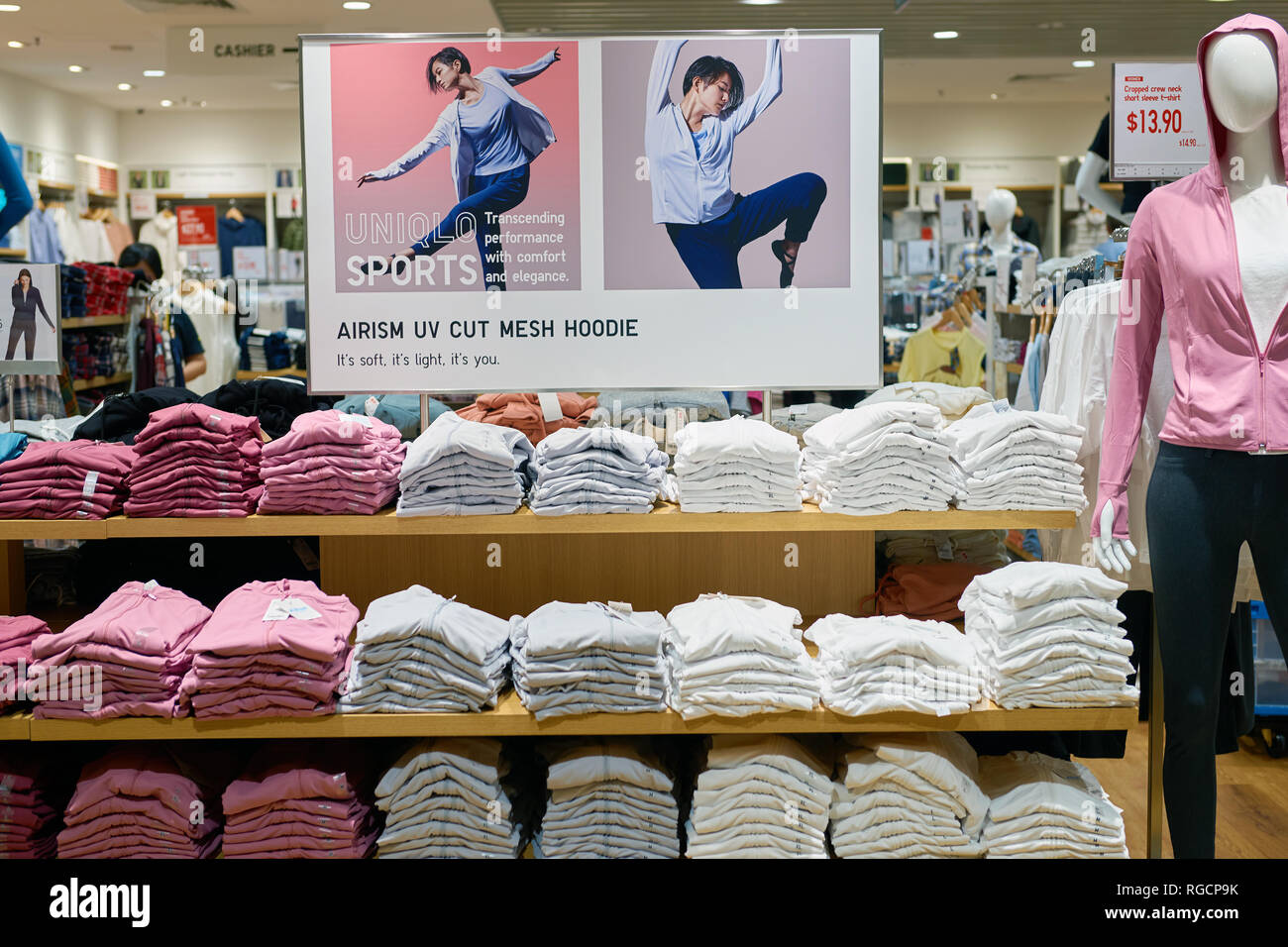 SINGAPORE - CIRCA SEPTEMBER, 2016: inside Uni Qlo store at Singapore ...