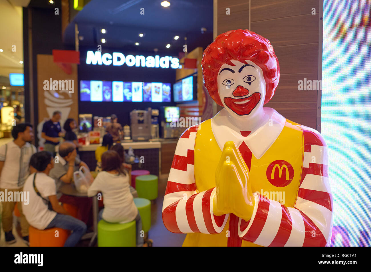 BANGKOK, THAILAND - JUNE 21, 2015: Ronald McDonald character at ...