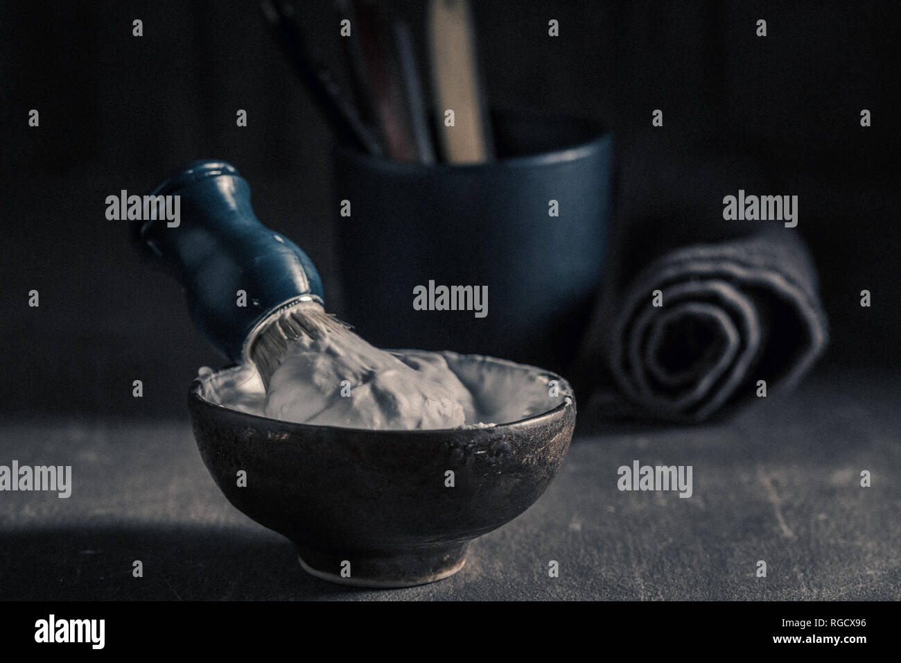 Shaving set soap brush hi-res stock photography and images - Alamy