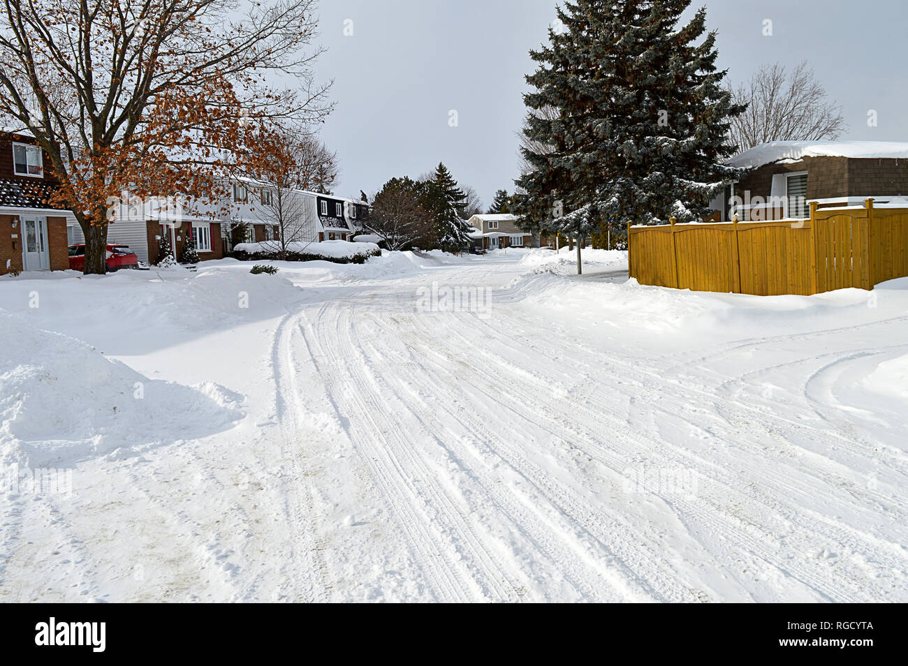 A typical urban street in Canada, during a typical Canadian Winter ...