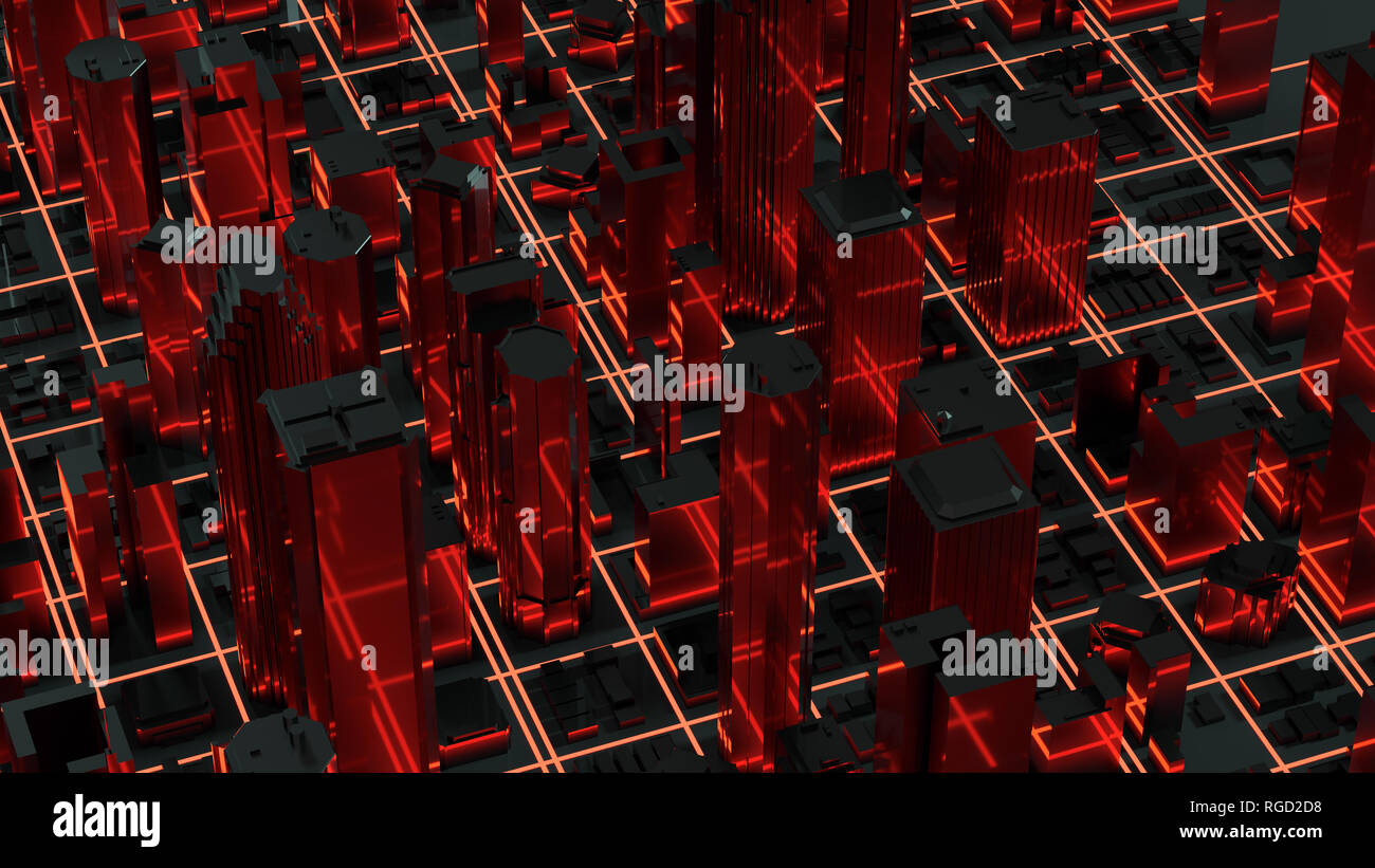 Abstract futuristic urban background, virtual reality. 3d rendering ...