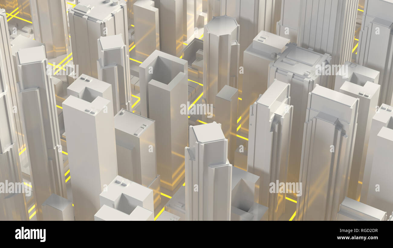 Business downtown and skyscrapers tower. 3d rendering Stock Photo - Alamy