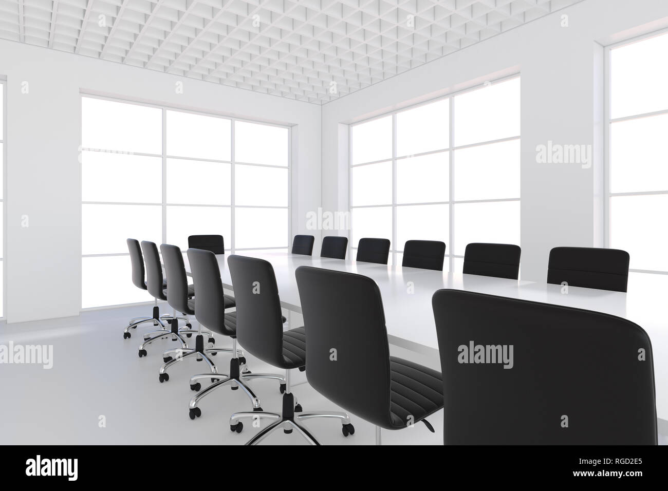 Close of up table with equipment in conference room. 3D Rendering Stock ...