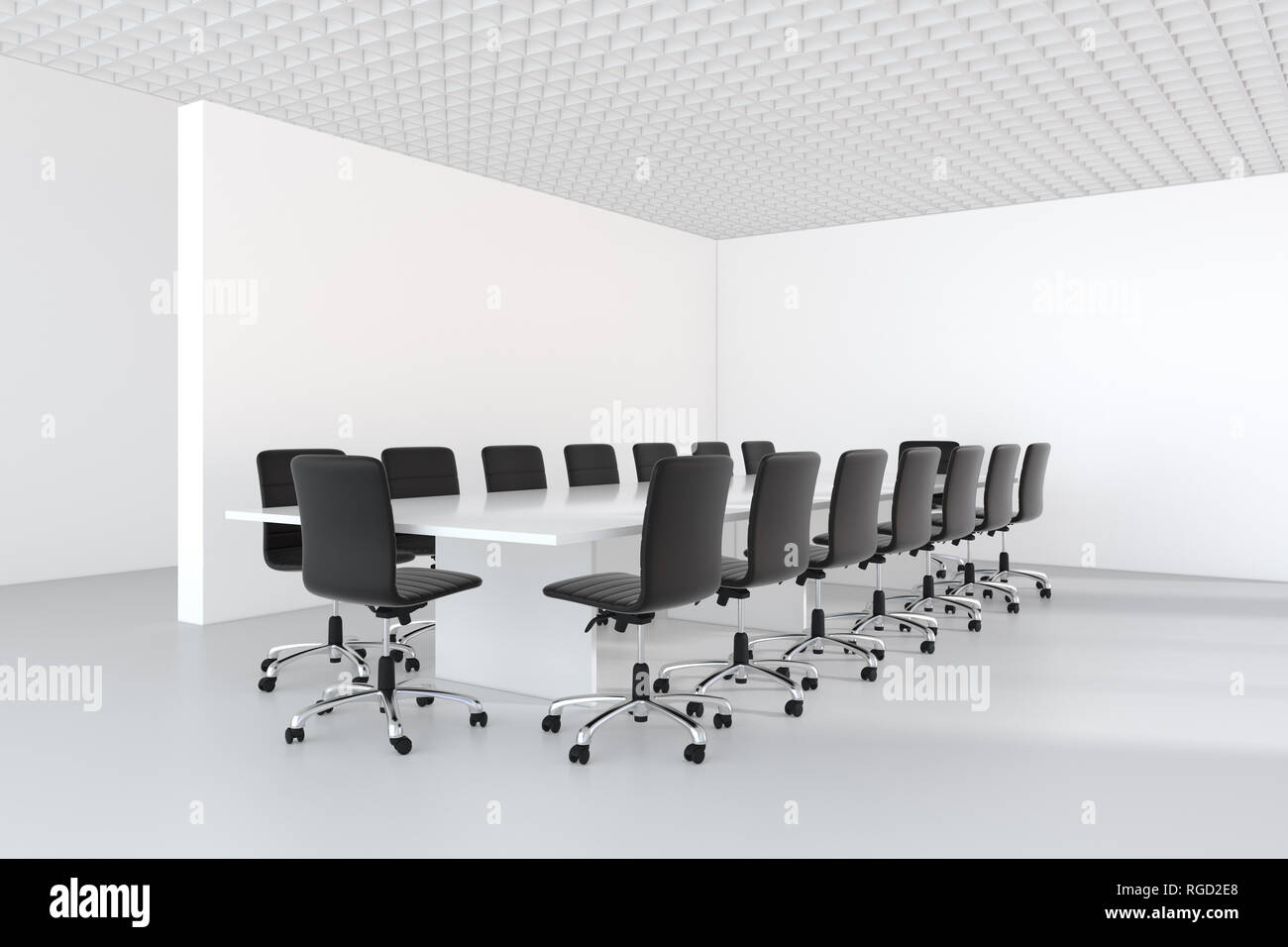 Modern conference room with empty poster. Mock up, 3D Rendering Stock ...