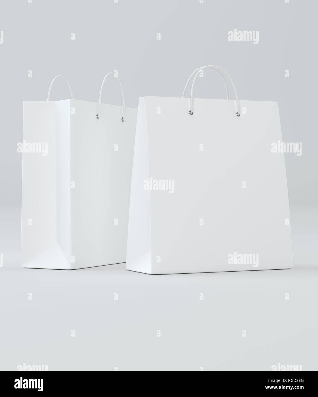 close up of a white paper bag on white background with clipping path ...
