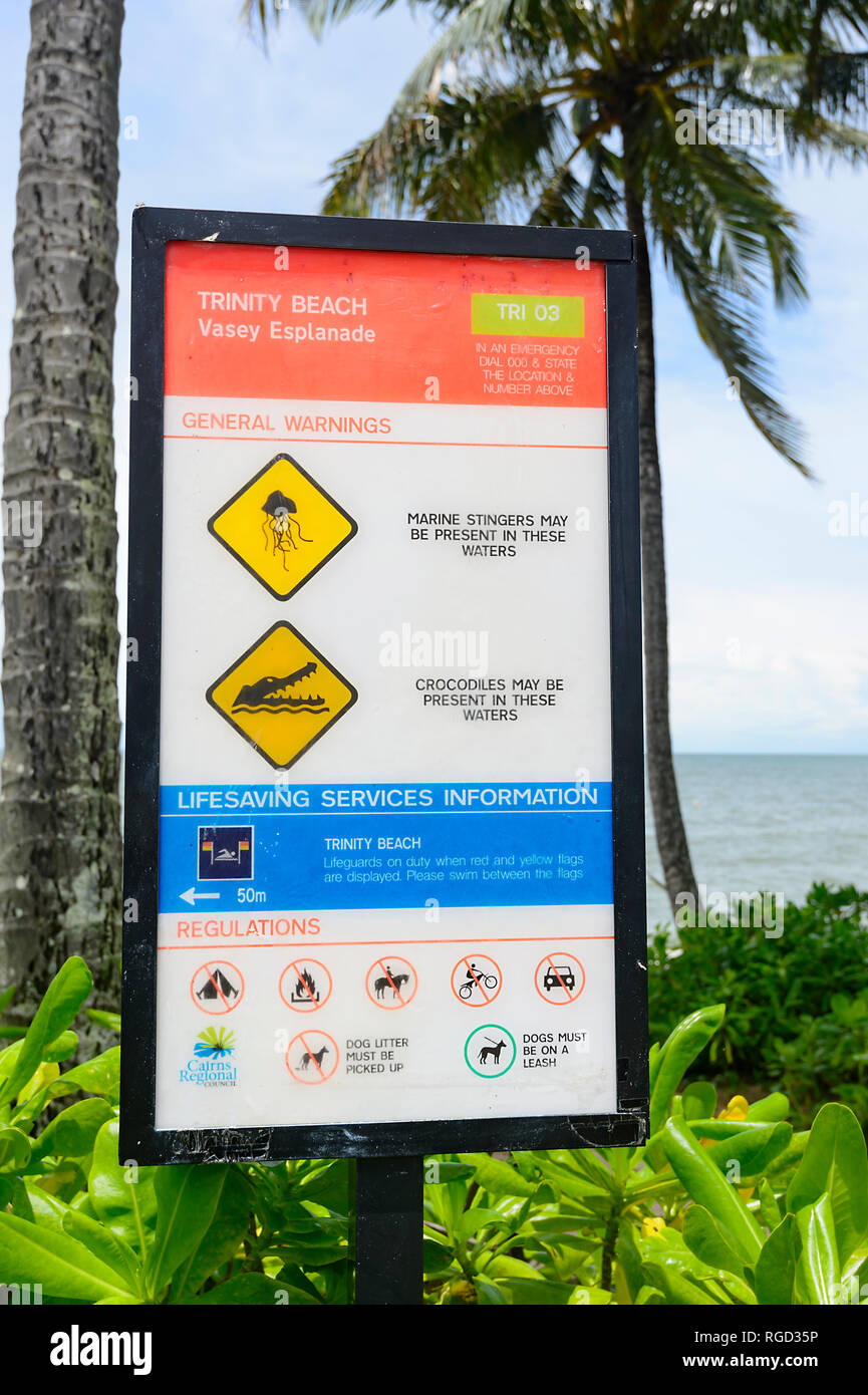 Sign warning about marine stingers hi-res stock photography and images ...