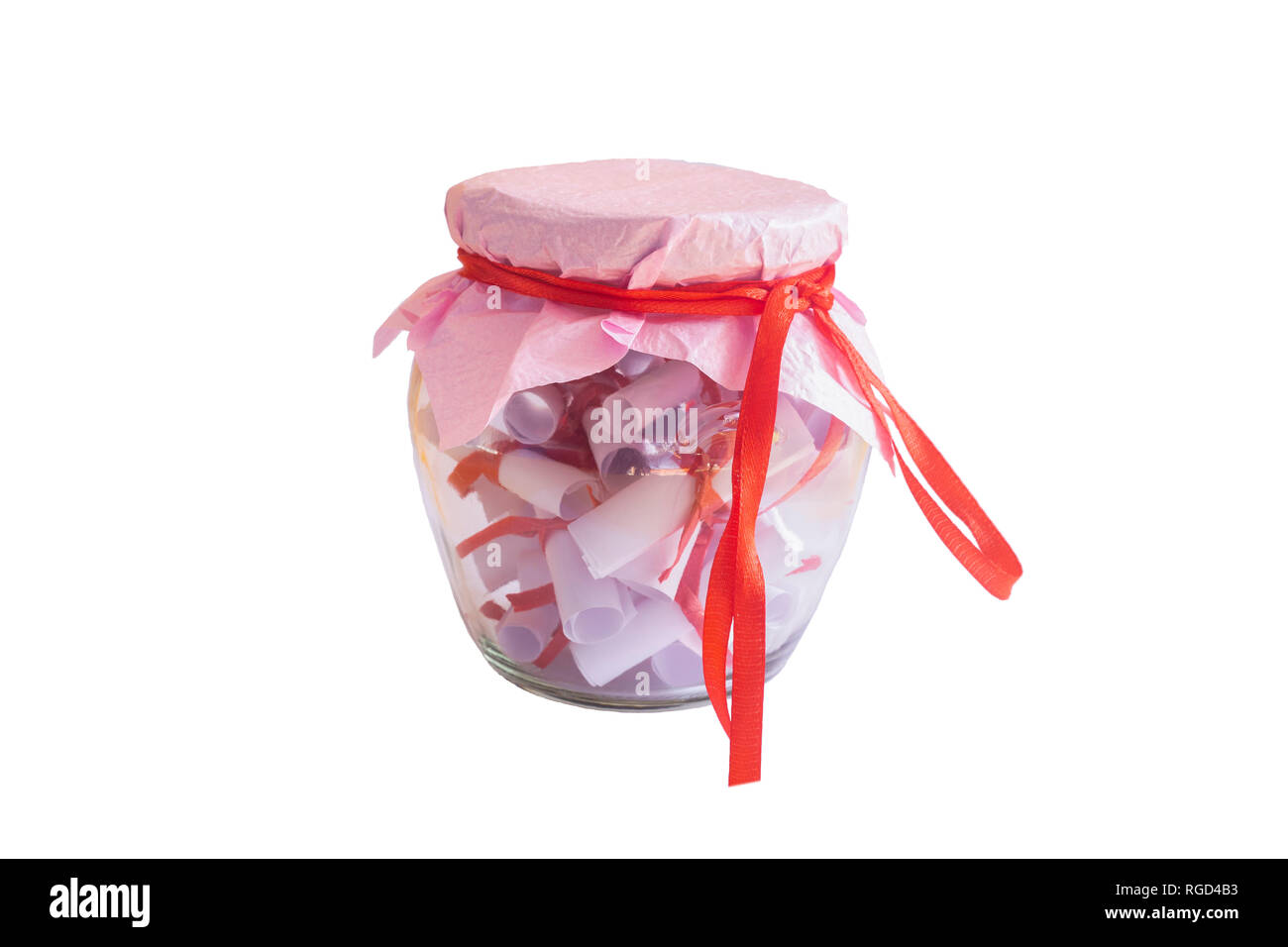 Couples date jar or glass jar filled with paper notes isolated on white ...