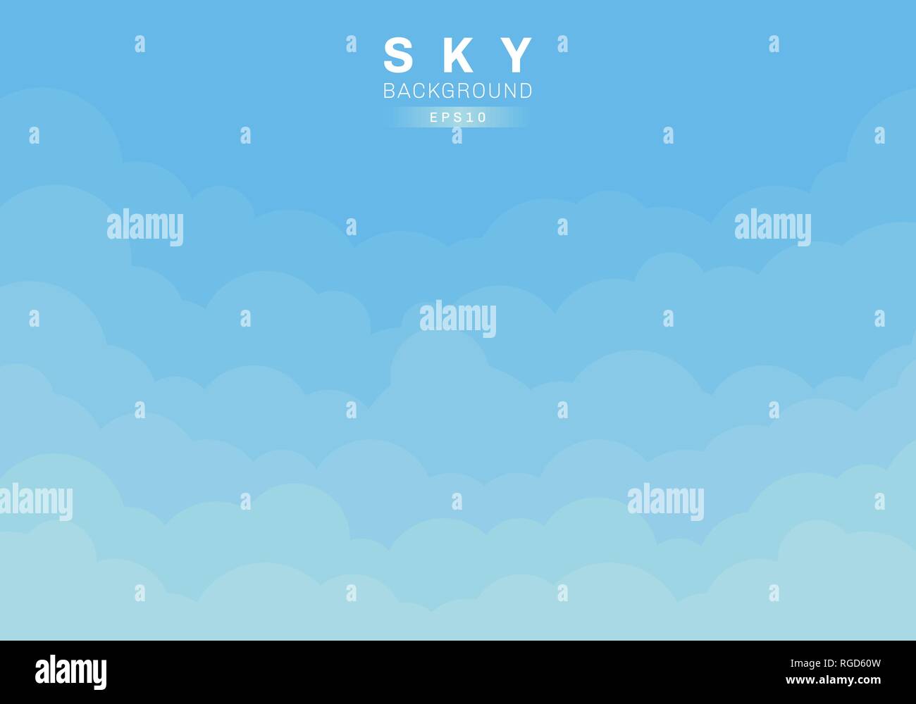 Blue sky and clouds background paper cut style natural concept. Vector ...