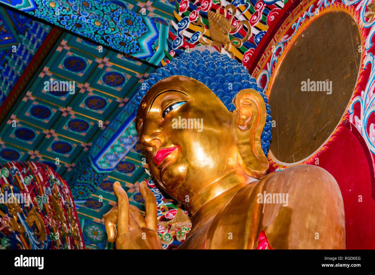 LONGKOU,YANTAI,SHANDONG,CHINA - DECEMBER 19 2018 : part of a Buddha ...