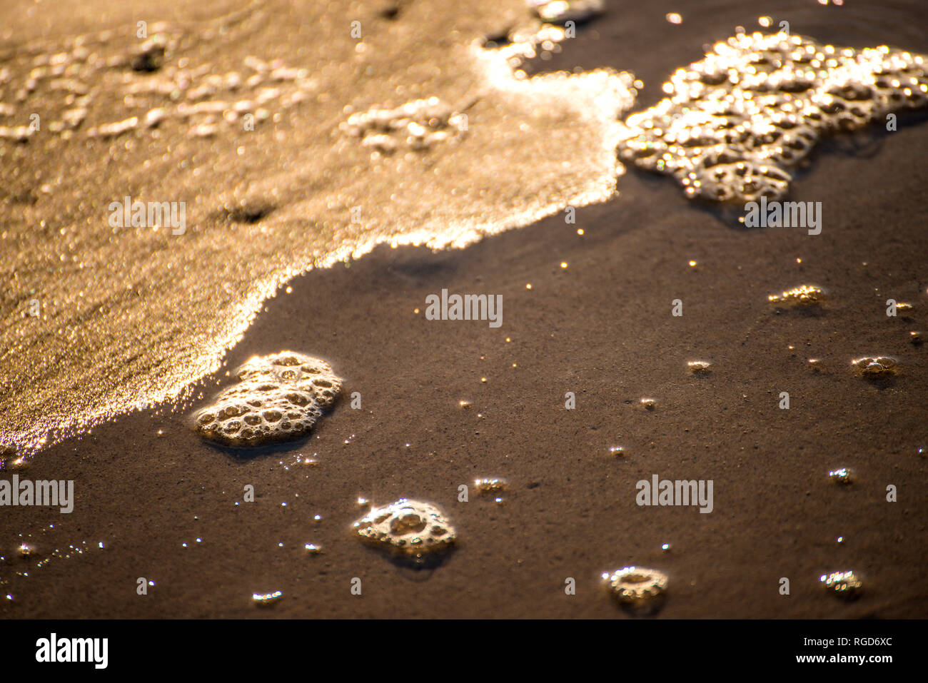 Foam bubbles of the surf on sand Stock Photo - Alamy