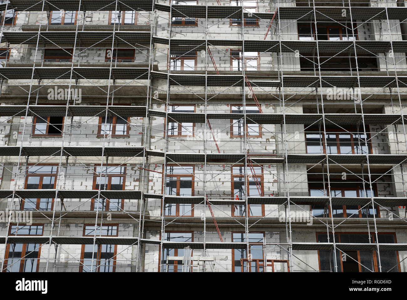 new building under construction, scaffolding and concrete Stock Photo ...