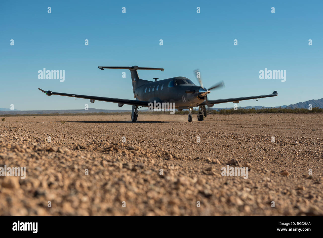 A Pilatus PC-12 from the 318th Special Operations Squadron practices ...