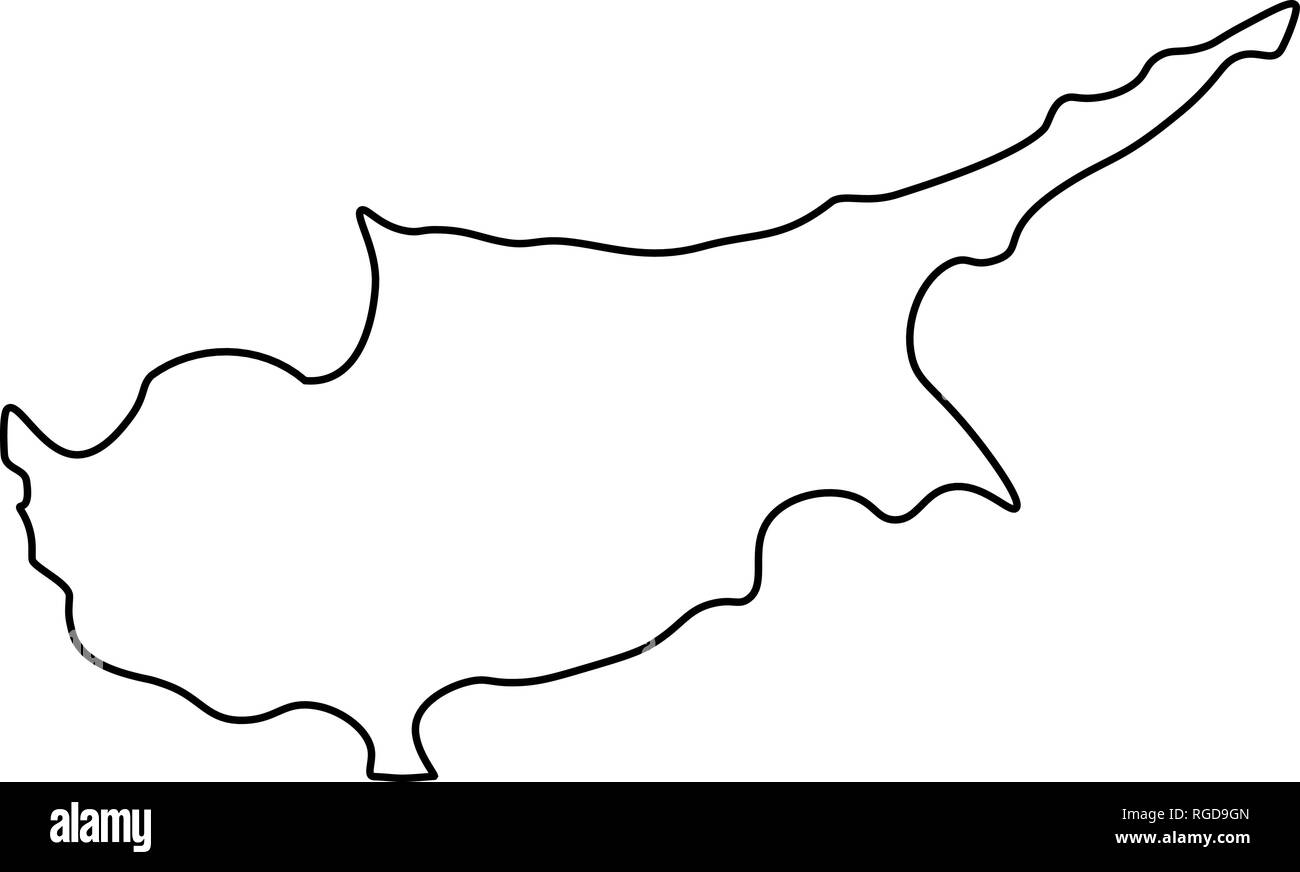 Map of Cyprus - outline. Silhouette of Cyprus map vector illustration ...