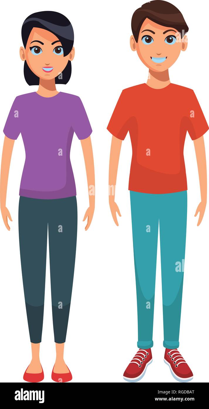 young people couple body Stock Vector Image & Art - Alamy