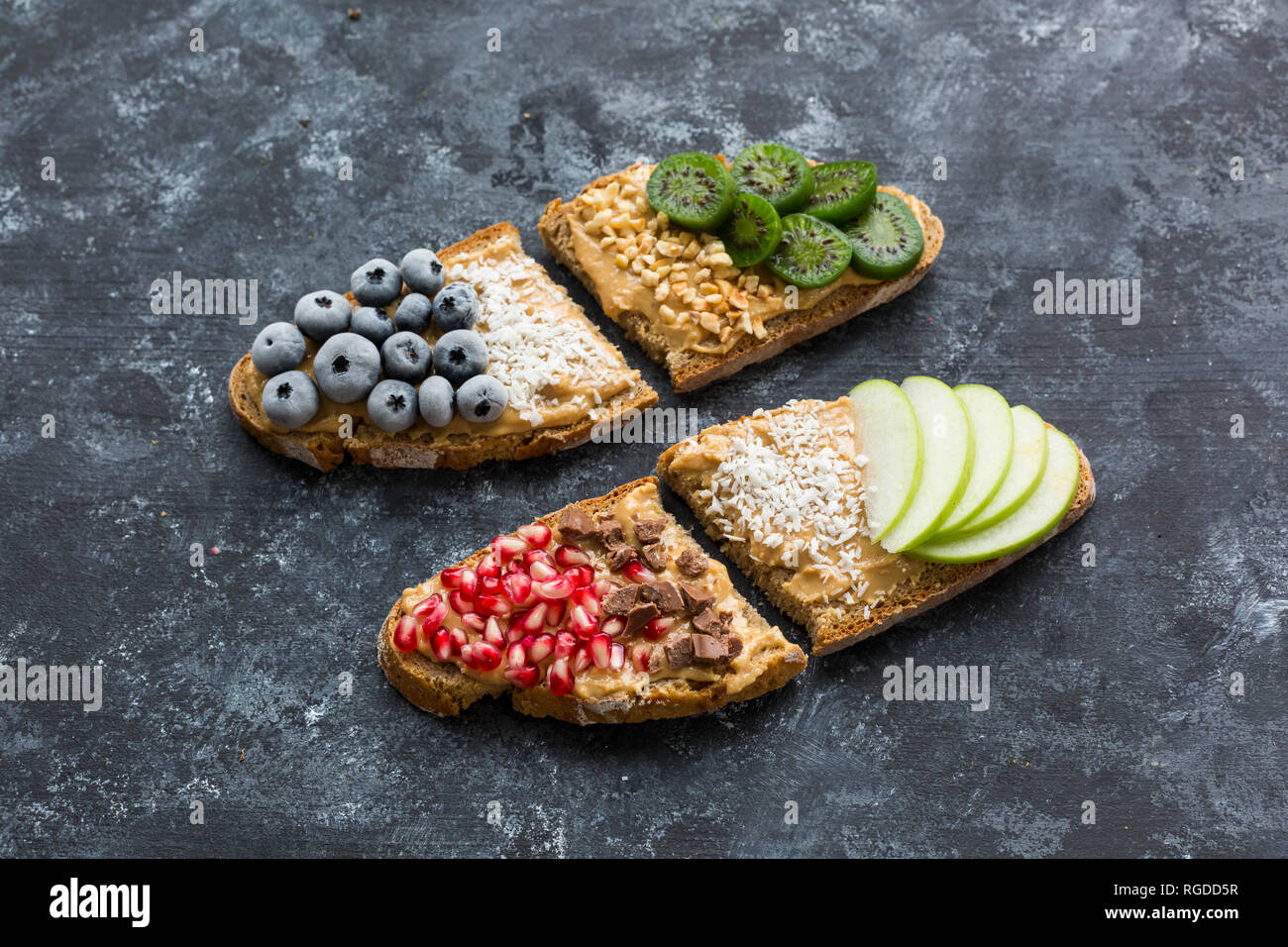 Bread slices various toppings hi-res stock photography and images - Alamy