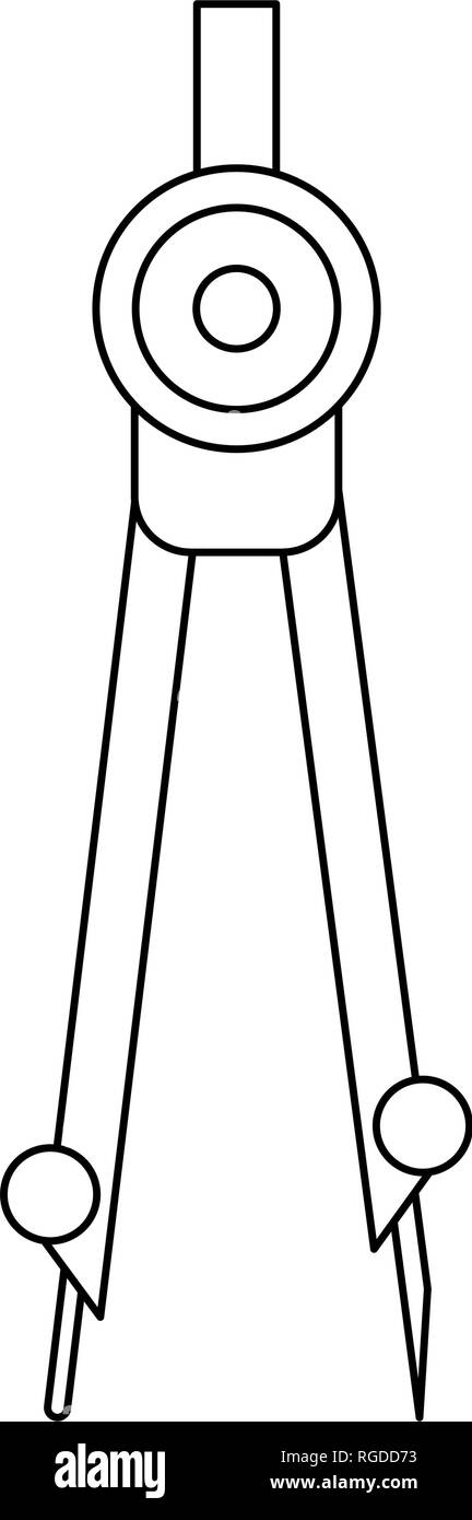 Compass geometric utensil isolated black and white Stock Vector Image ...