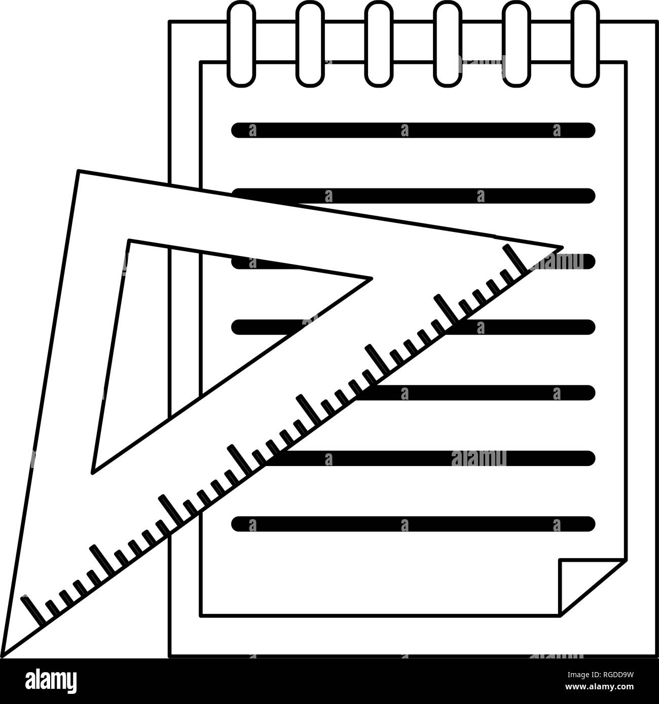 notes with triangle ruler black and white Stock Vector Image & Art - Alamy