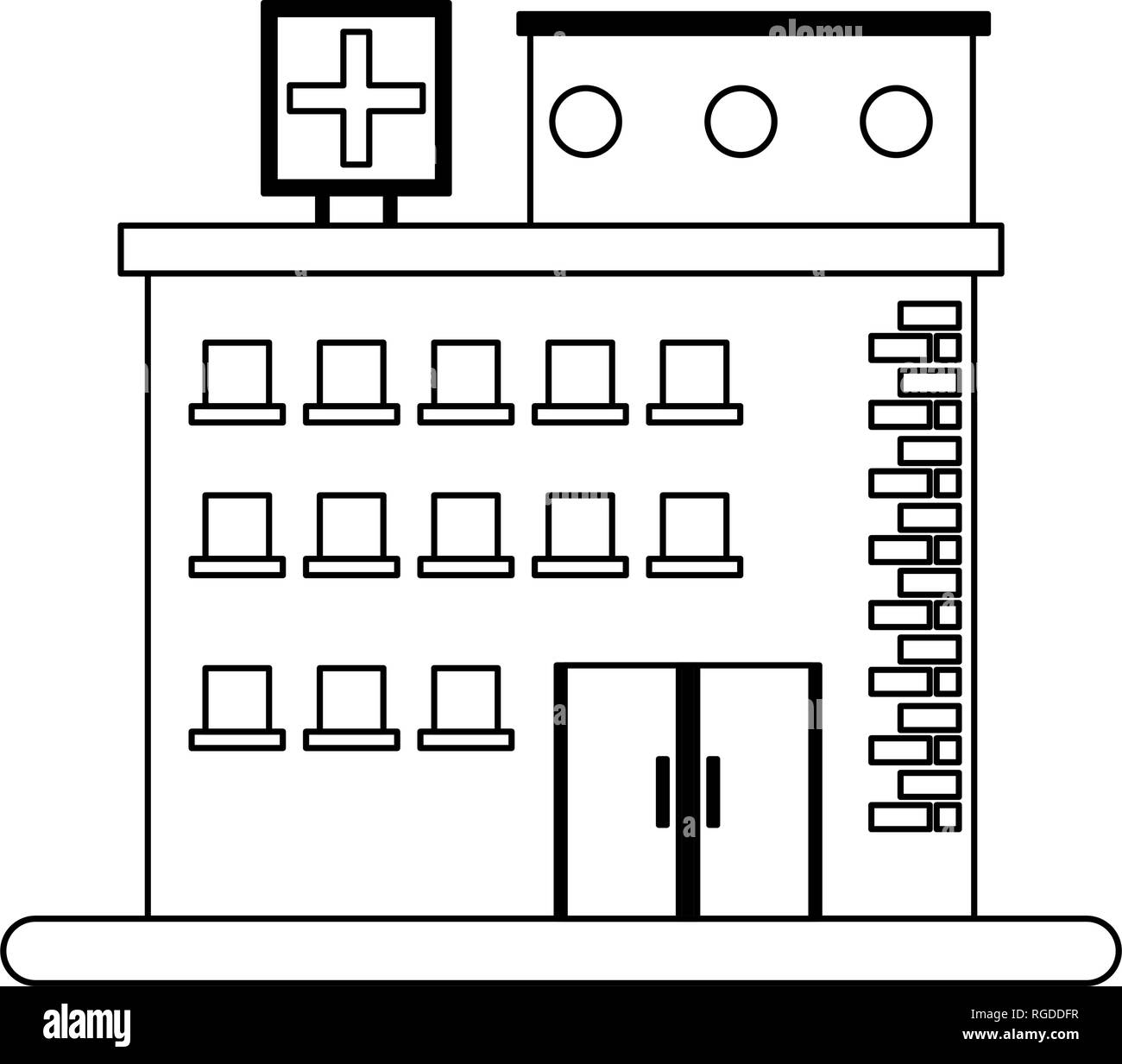 Hospital building symbol black and white Stock Vector Image & Art - Alamy