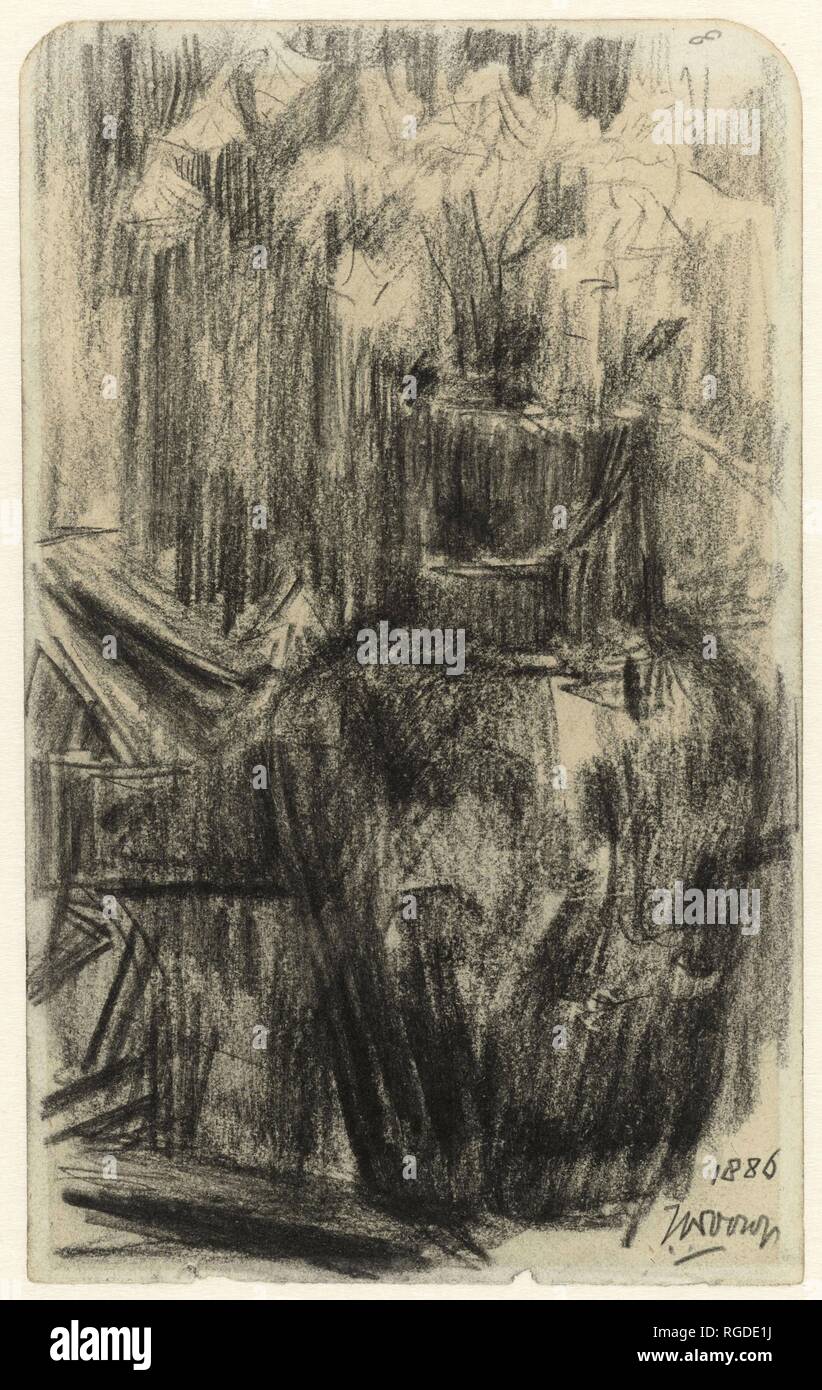 Vase with flowers in an interior. Draughtsman: Jan Toorop. Dating: 1886 ...